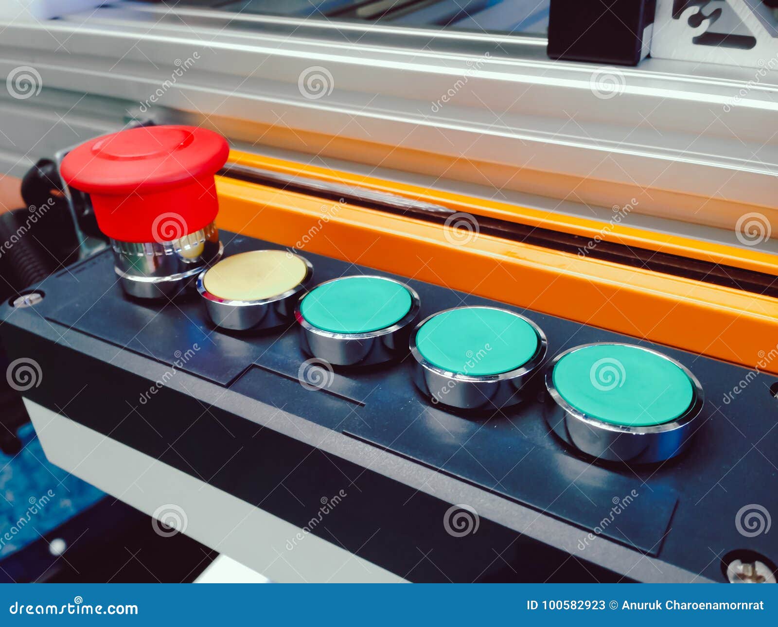 Close Up of Press Switch Button Set Design in Block Control with Stock ...