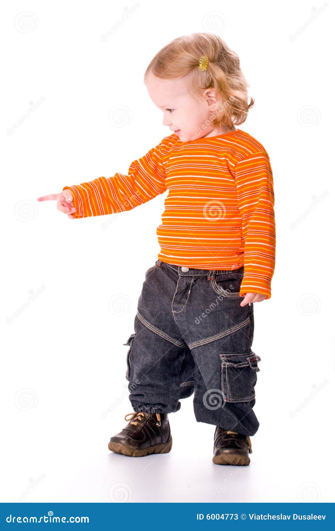 Close-up of Pretty Baby Pointing at Something, Stock Image - Image of ...