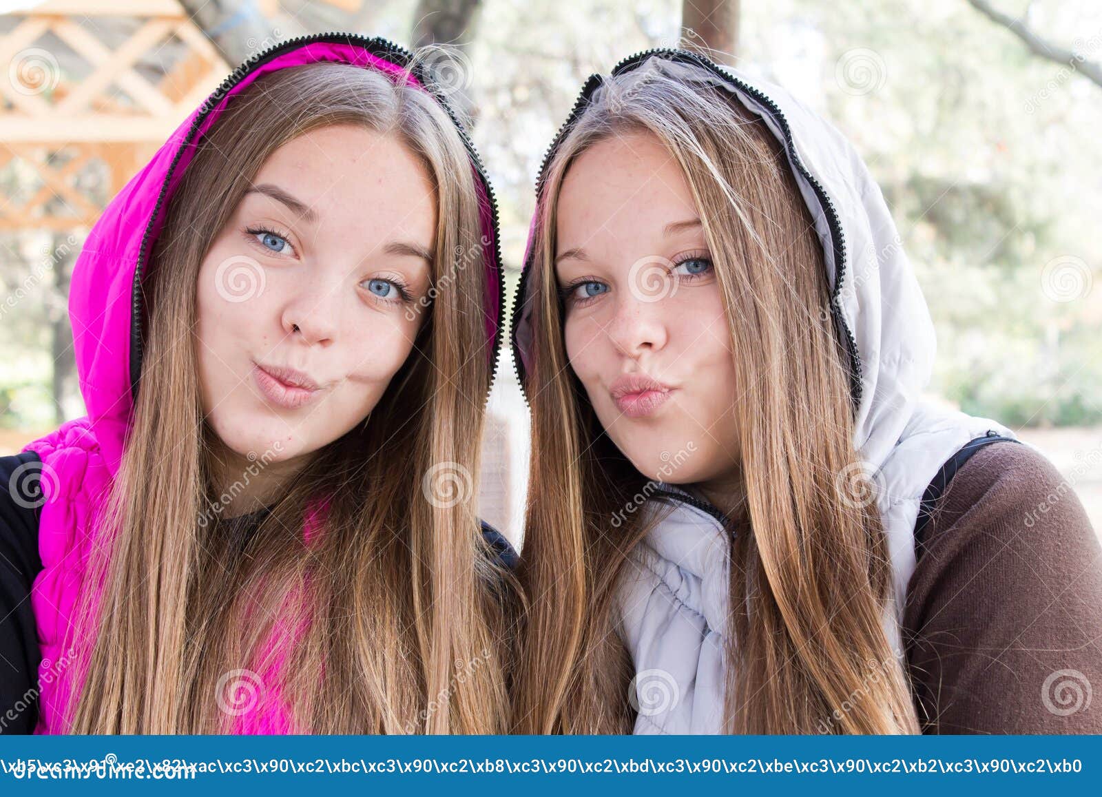 Close-up of pretty twins stock image. Image of friendship - 27326225