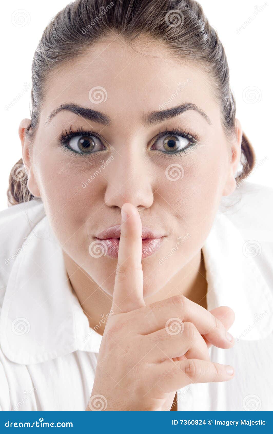 Close Up of Pretty Young Caucasian Shushing Stock Photo - Image of ...