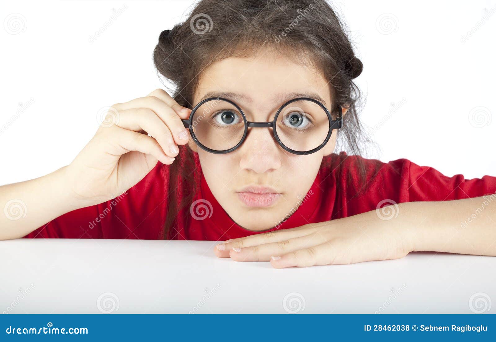 Close Up of Pretty Young Nerdy Girl Stock Photo - Image of assignment ...
