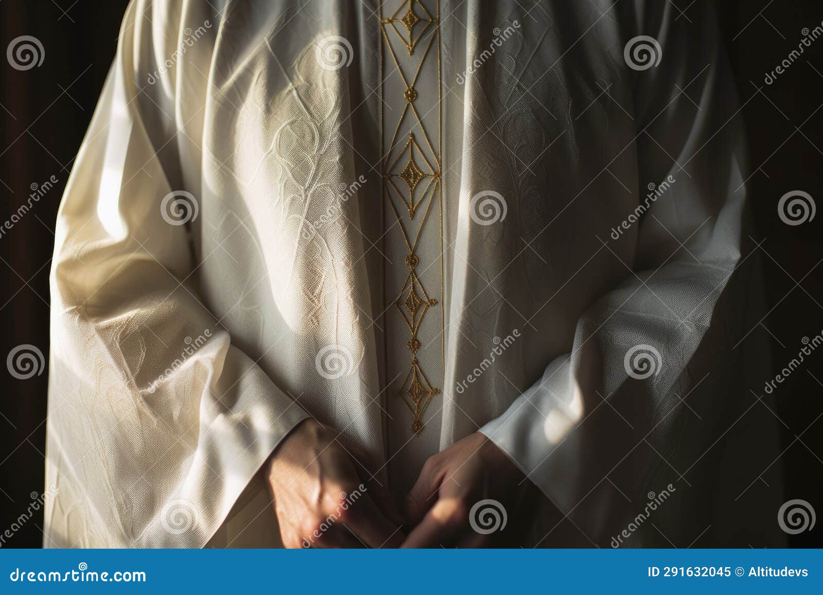 A Close-up of a Priests White Robe Stock Image - Image of spirituality ...