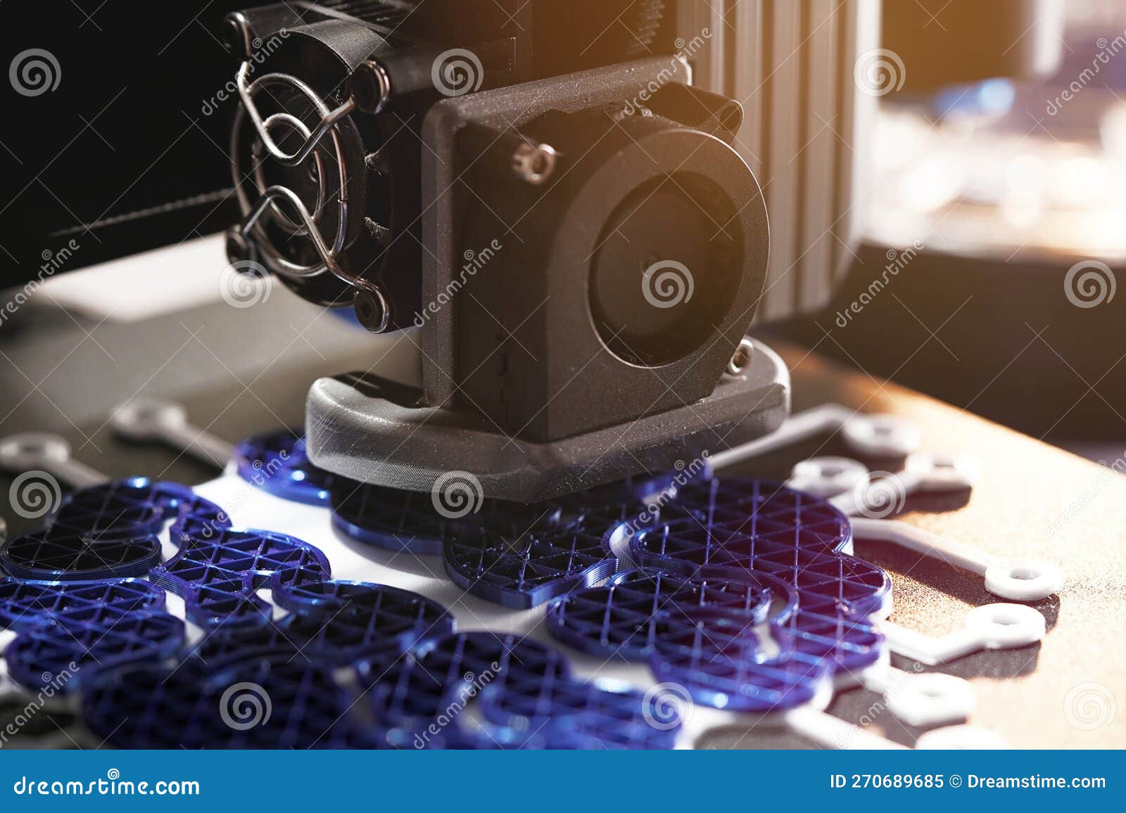 Close Up On Print Head Of 3d Printer Making Electrified Brain Sculpture ...