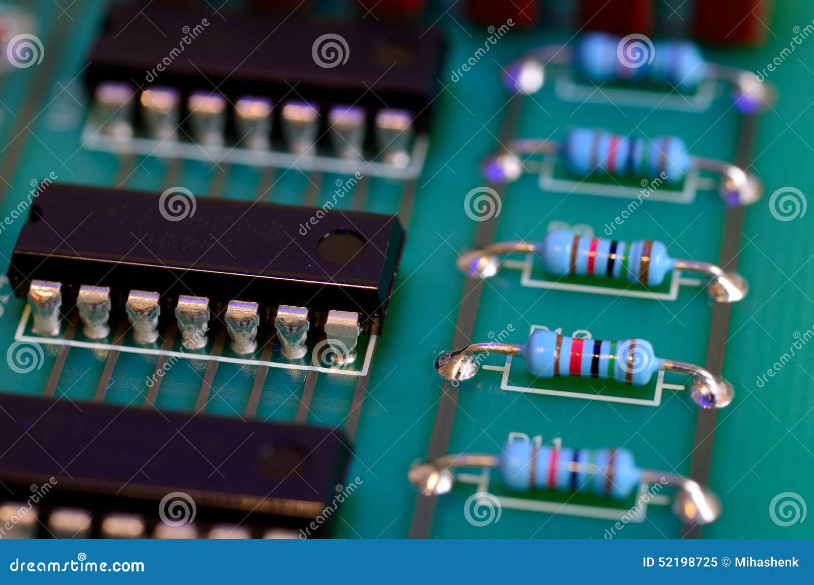 Close Up Printed Circuit Board with Components Stock Image - Image of ...
