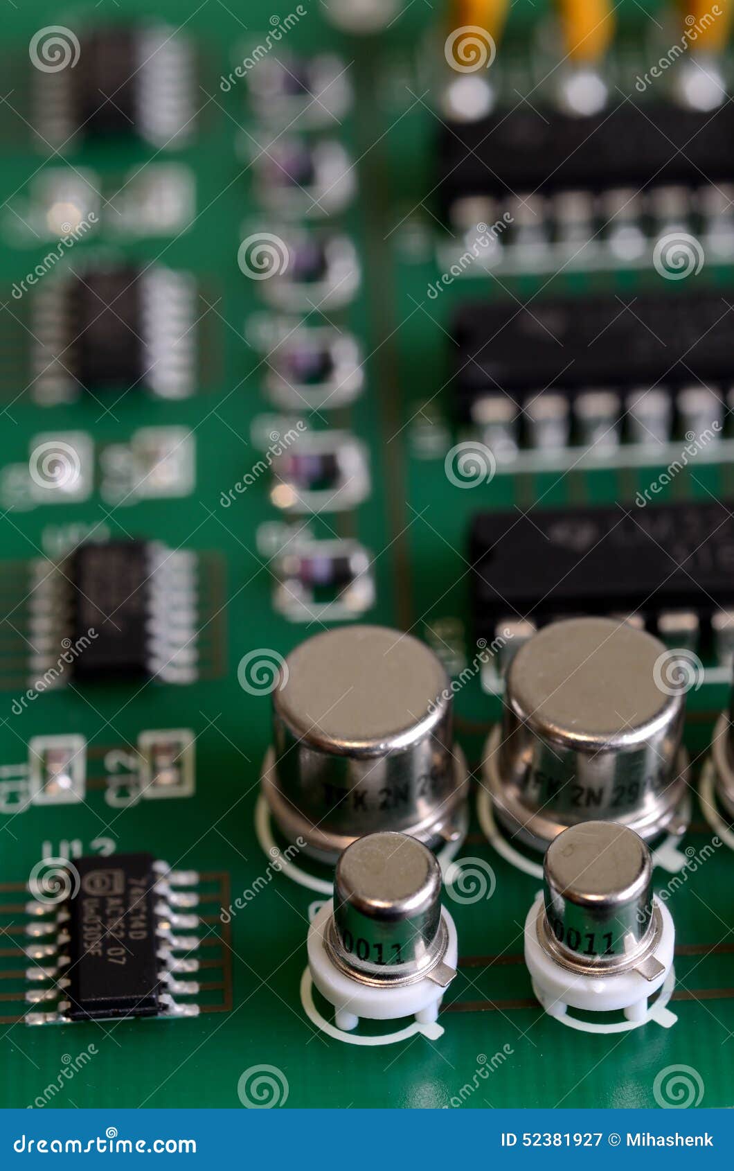 Close Up Printed Circuit Board with Components Stock Image - Image of ...