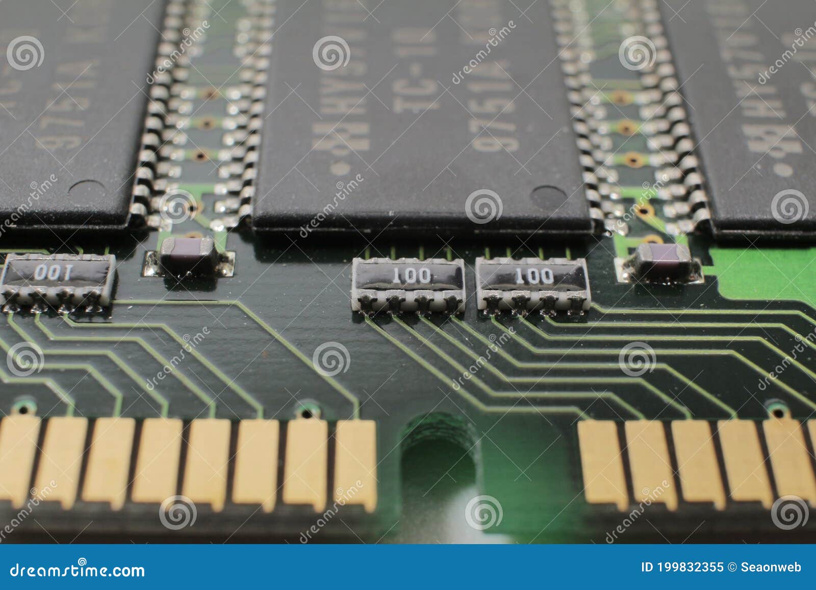 Close Up of a Printed Computer Circuit Board Stock Image - Image of ...