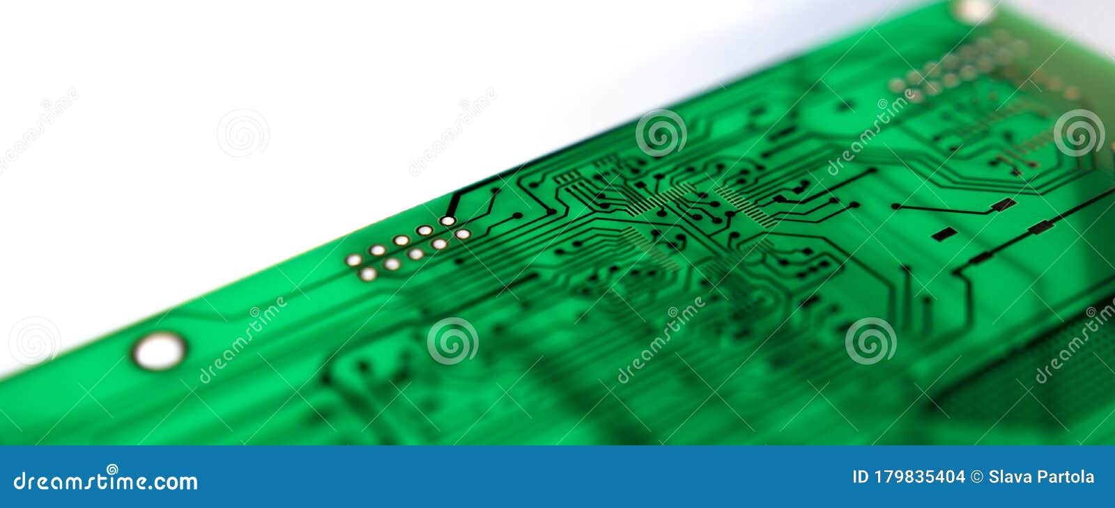Close Up of a Printed Green Computer Circuit Board Stock Photo - Image ...
