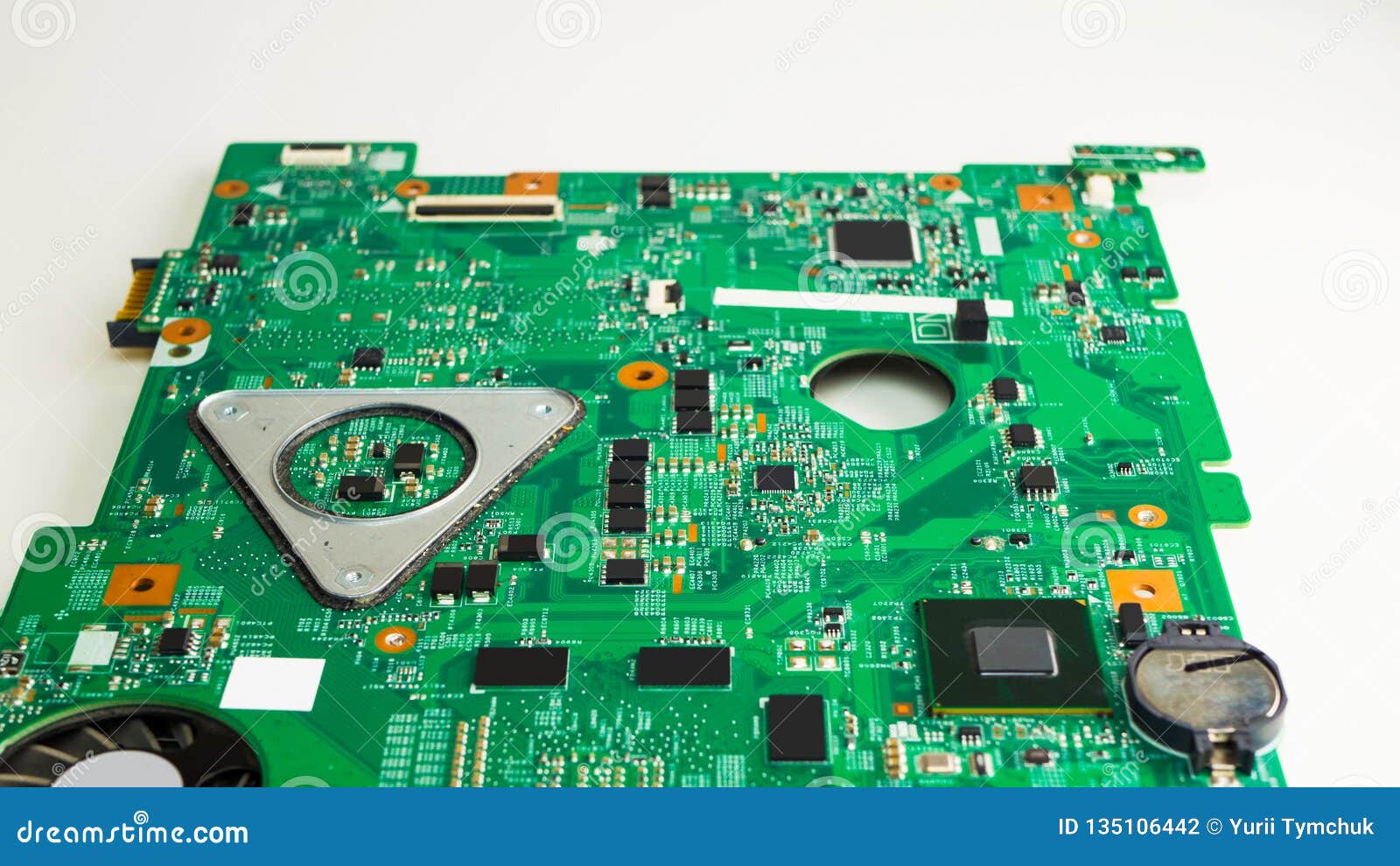 Close Up of a Printed Green Computer Circuit Board Stock Photo - Image ...