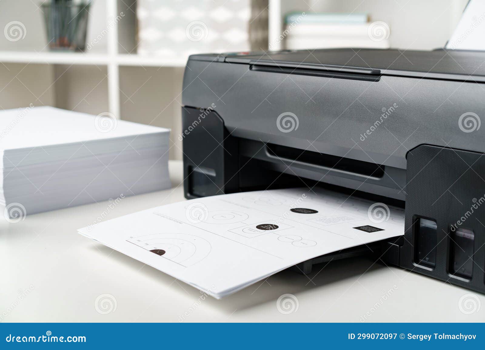 Close Up Printer Copier Device on Table in the Office Stock Image ...
