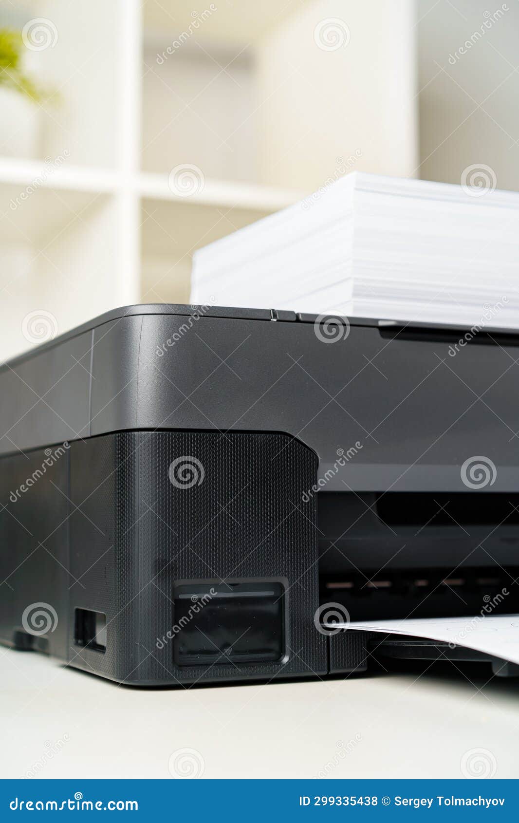 Close Up Printer Copier Device on Table in the Office Stock Photo ...