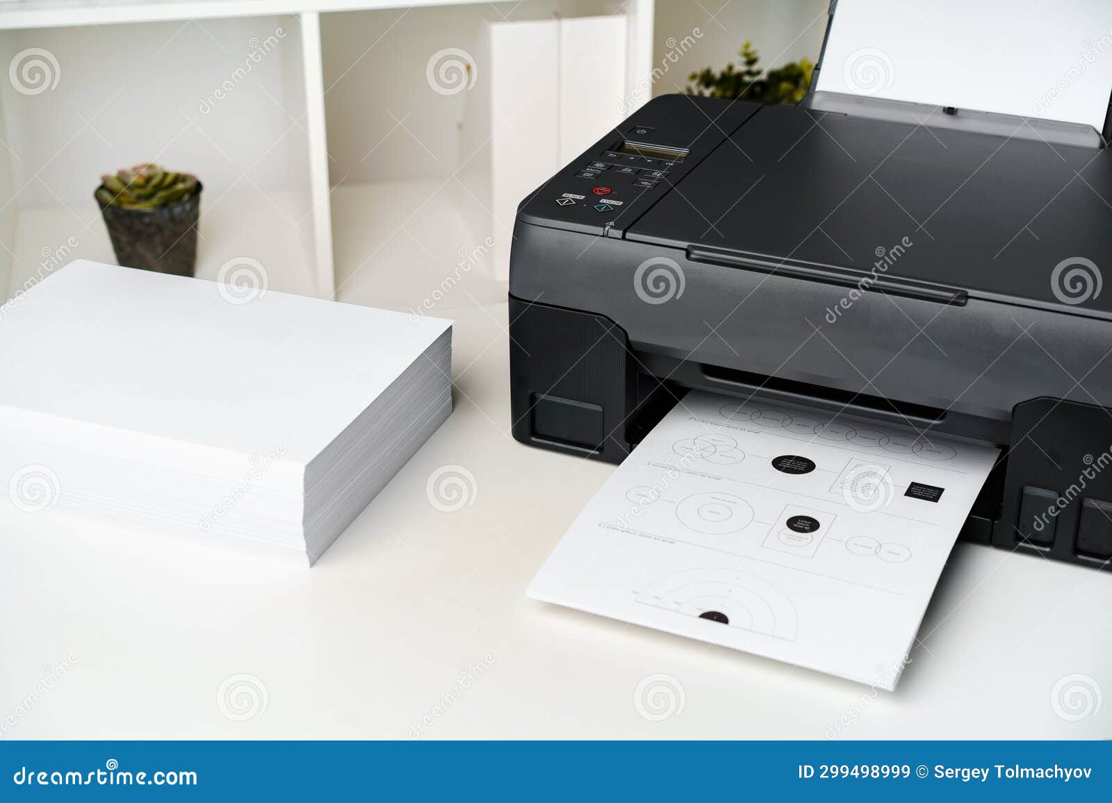 Close Up Printer Copier Device on Table in the Office Stock Image ...
