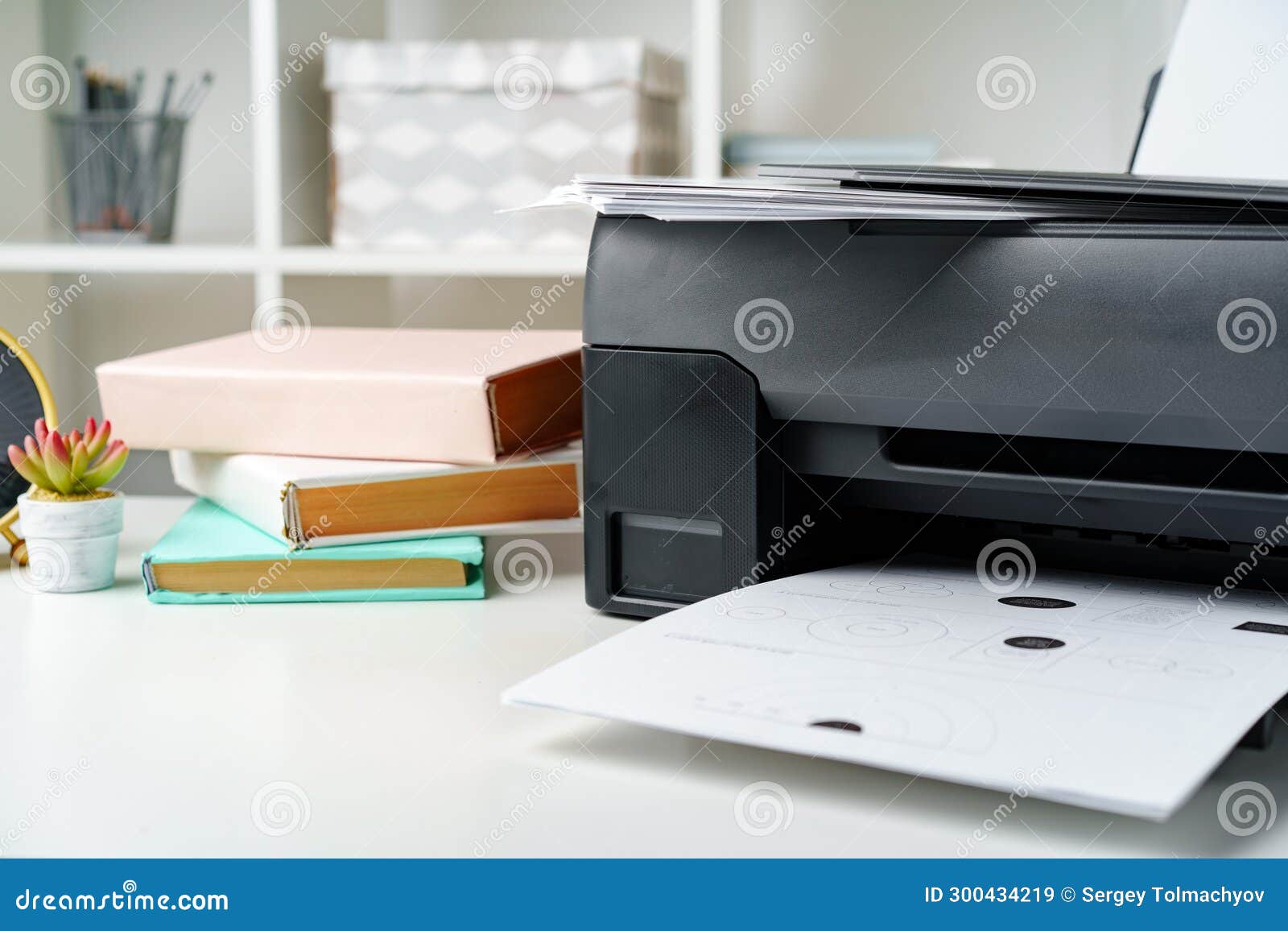 Close Up Printer Copier Device on Table in the Office Stock Image ...