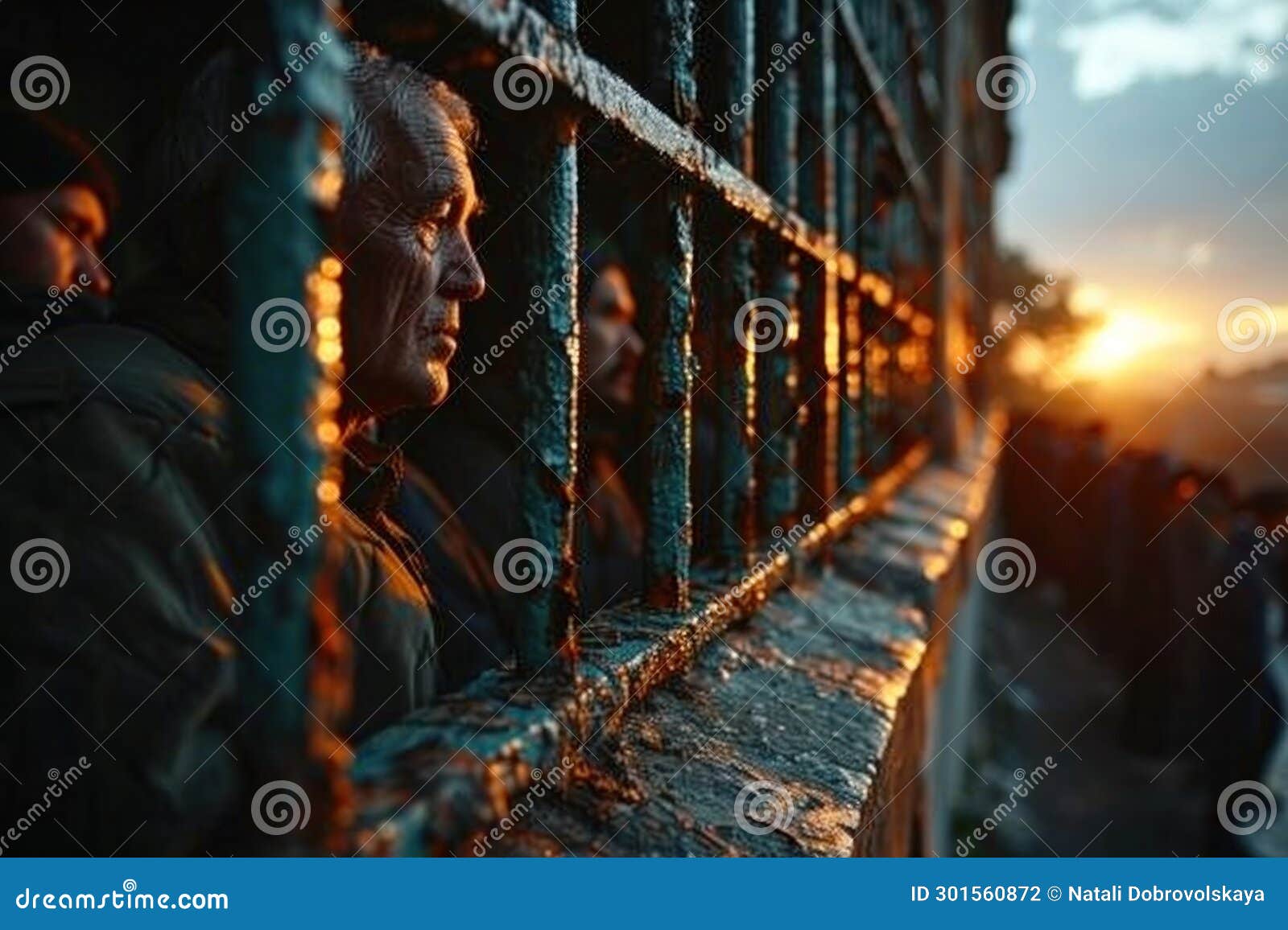 Close-up of a Prisoner Behind Bars in Jail Stock Photo - Image of grief ...