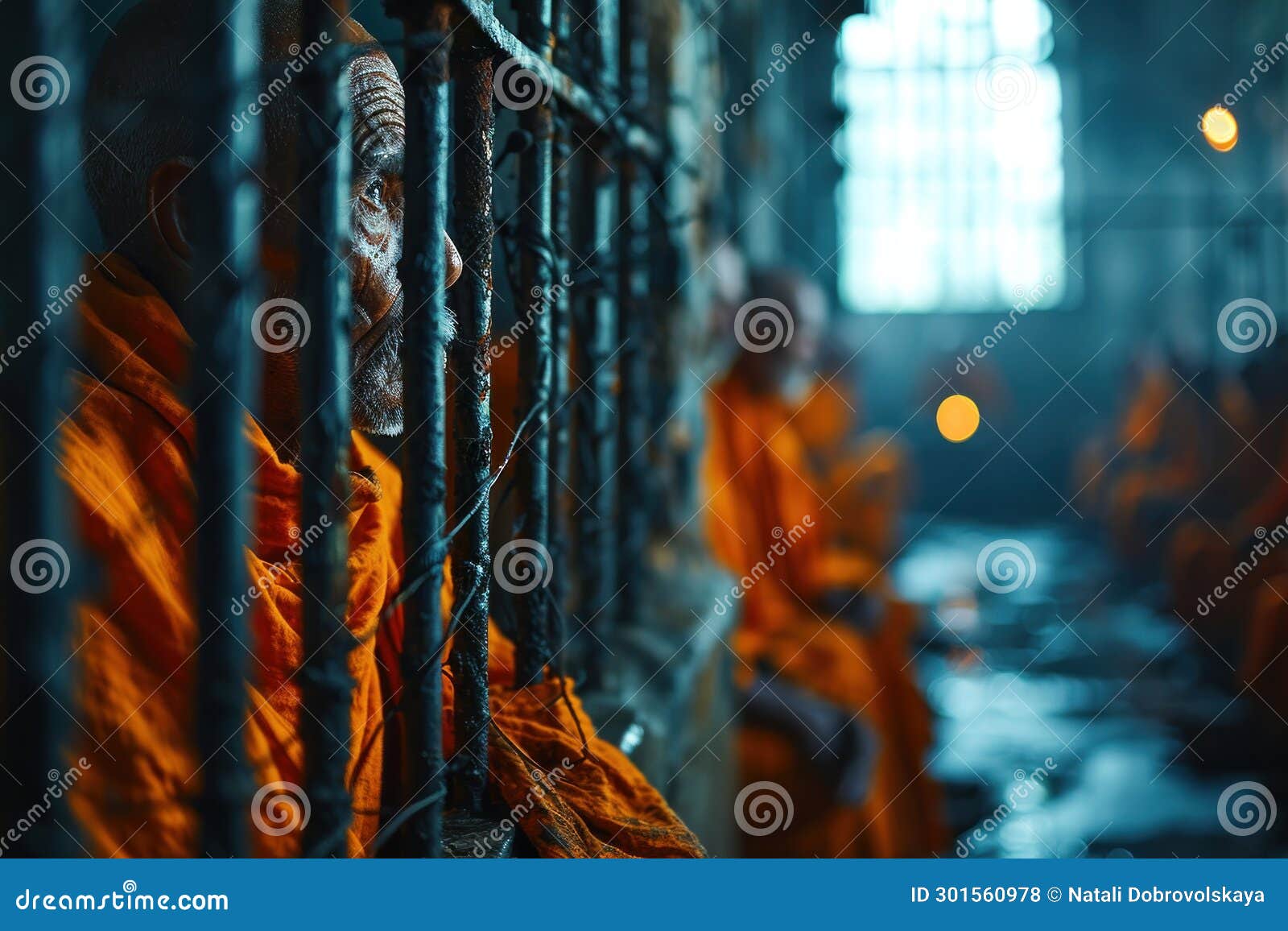 Close-up of a Prisoner Behind Bars in Jail Stock Photo - Image of ...