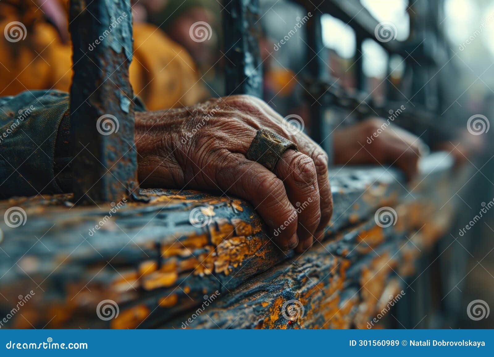 Close-up of a Prisoner Behind Bars in Jail Stock Image - Image of ...
