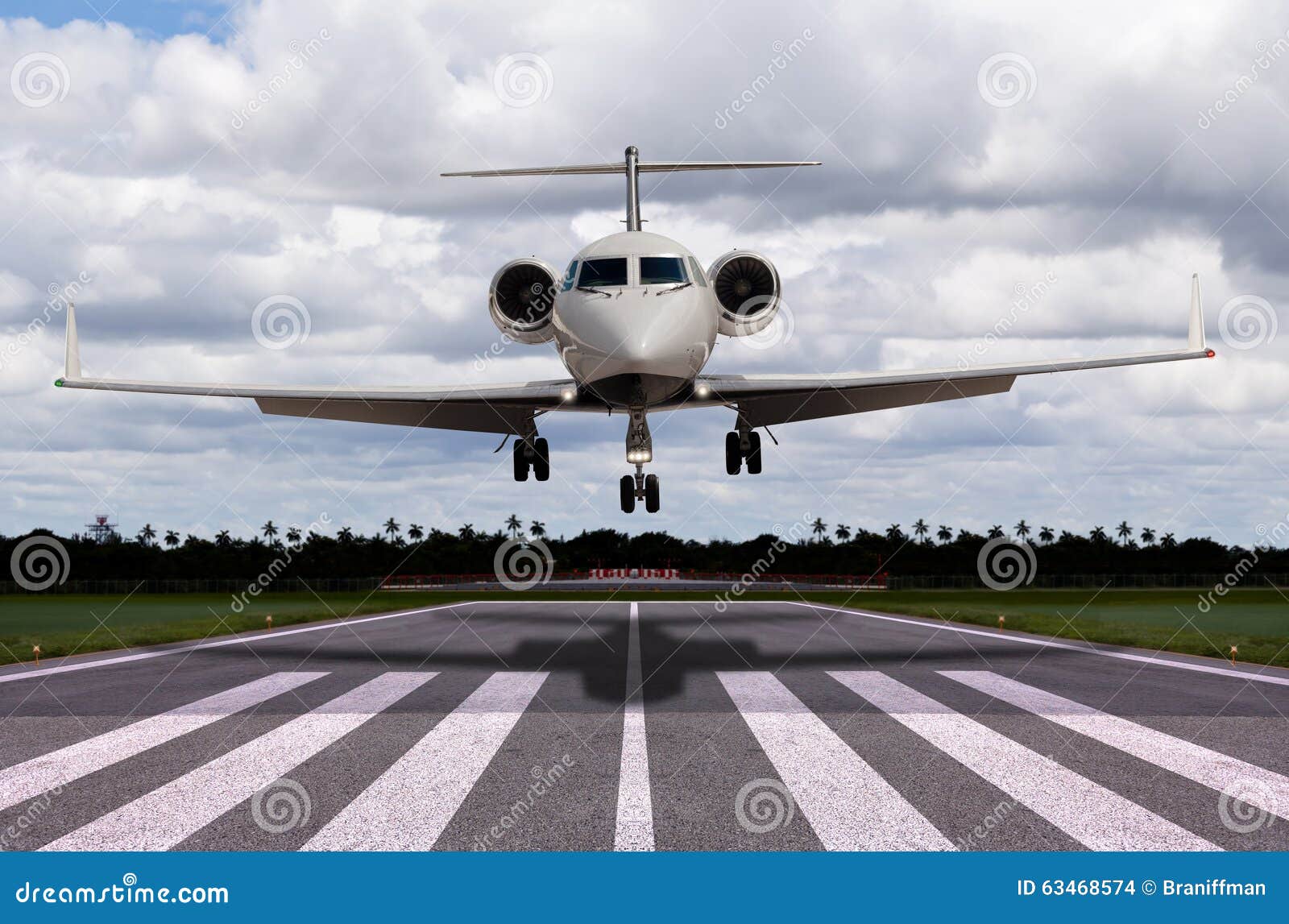 Close Up of a Private Jet Landing Stock Photo - Image of fast, plane ...