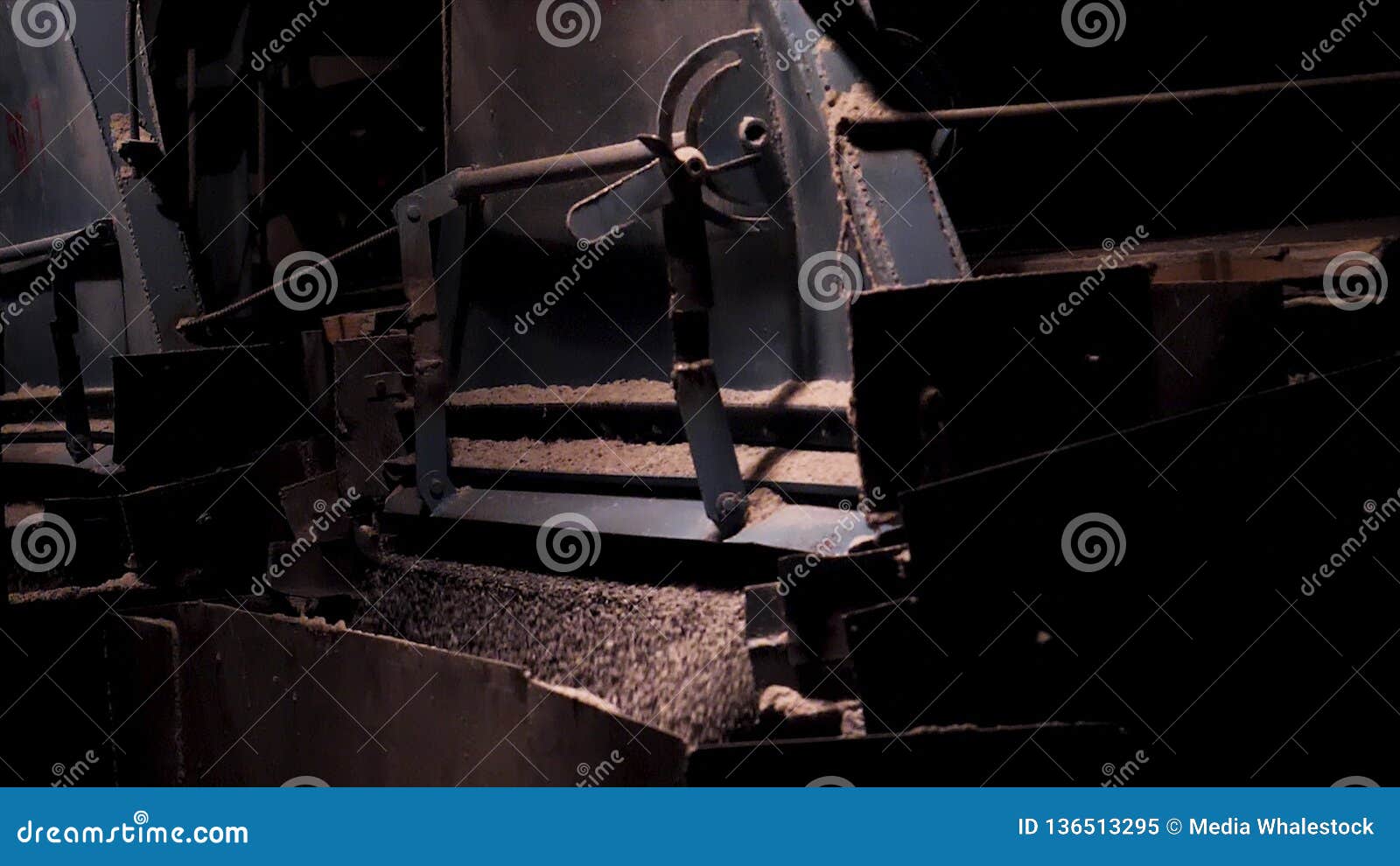 Close Up Process of Crushed Rubble Falling, Mining Industry. Crushing ...