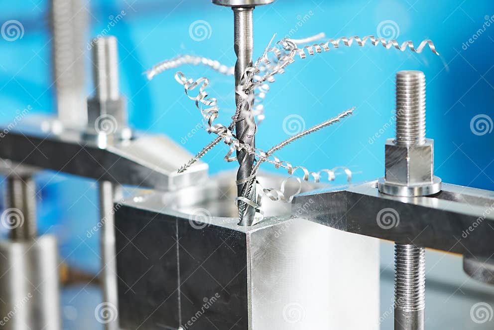 Close-up Process of Metal Drill Machining Stock Photo - Image of ...