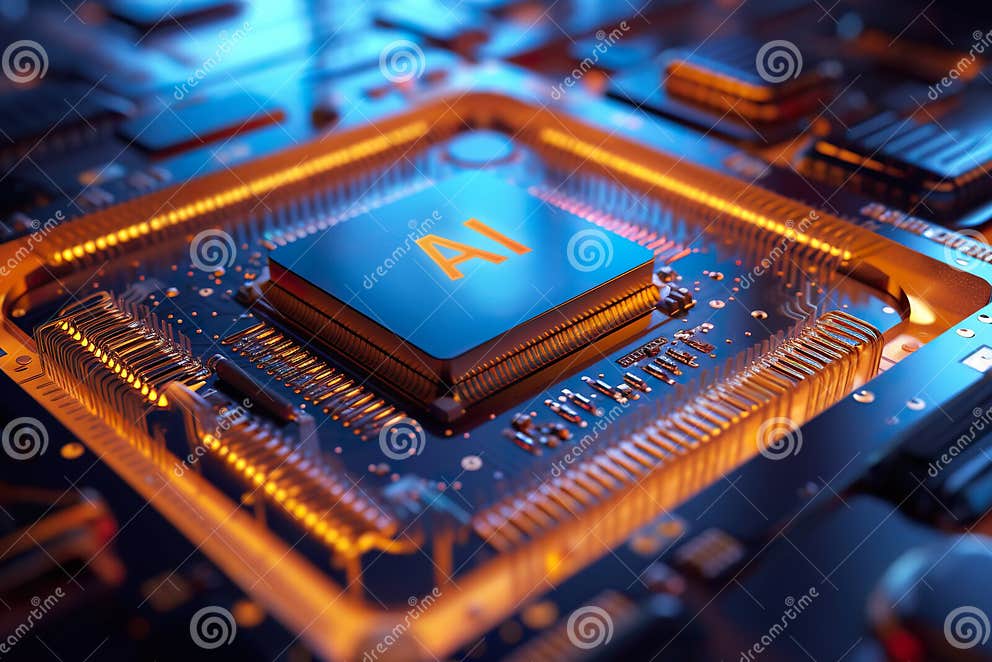 Close Up of a Processor for Artificial Intelligence, Labeled AI ...