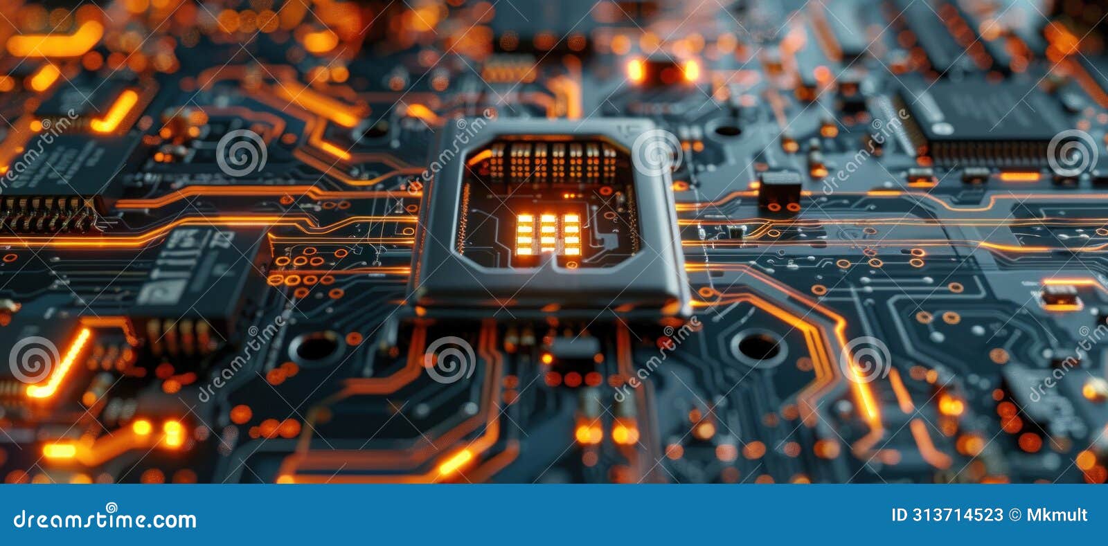Close-Up of Processor Chip on Circuit Board Stock Image - Image of ...