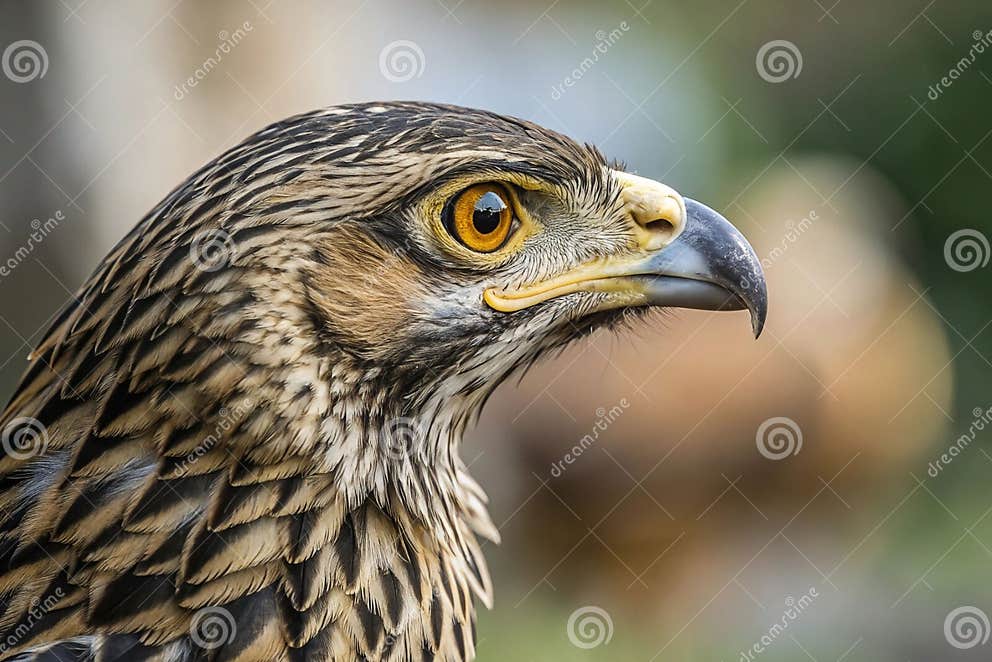 Close-up Profile of a Hawk with Sharp Talons and Intense Gaze Stock ...