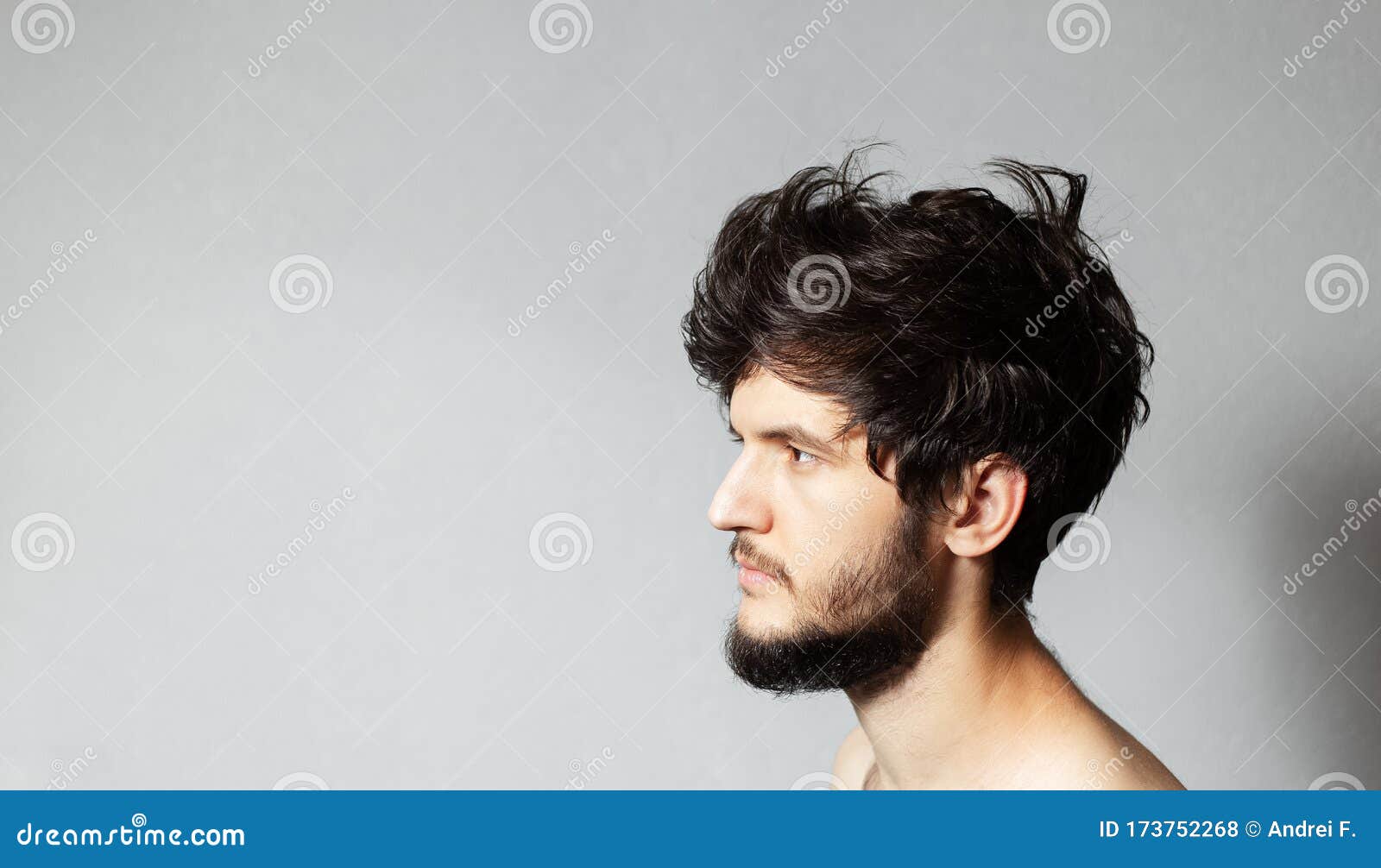 Close-up of Profile Portrait of Bearded Man. Stock Photo - Image of ...