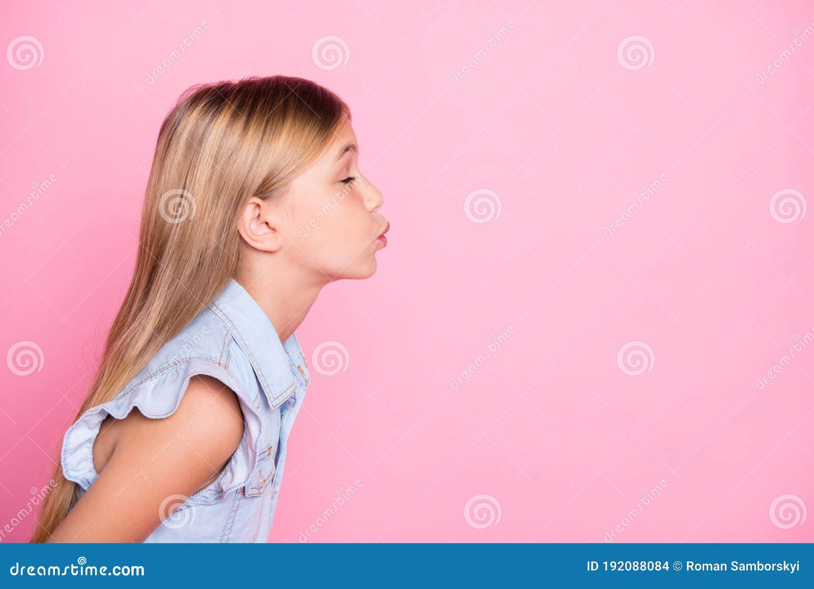Close Up Profile Side View Portrait Of Her She Nice Attractive Lovely