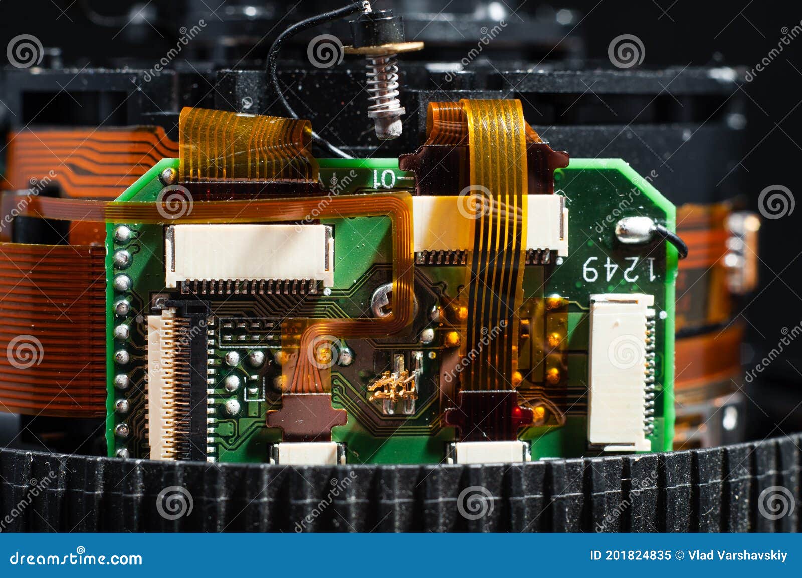Close-up Programmable Microchip Inside the Lens. Stock Image - Image of ...