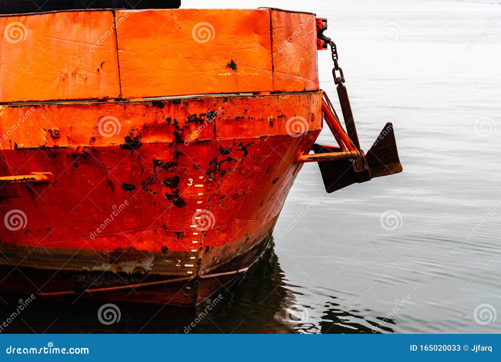 Close-up of Prow of Old Rusty Red Ship Moored in Harbour Stock Image ...