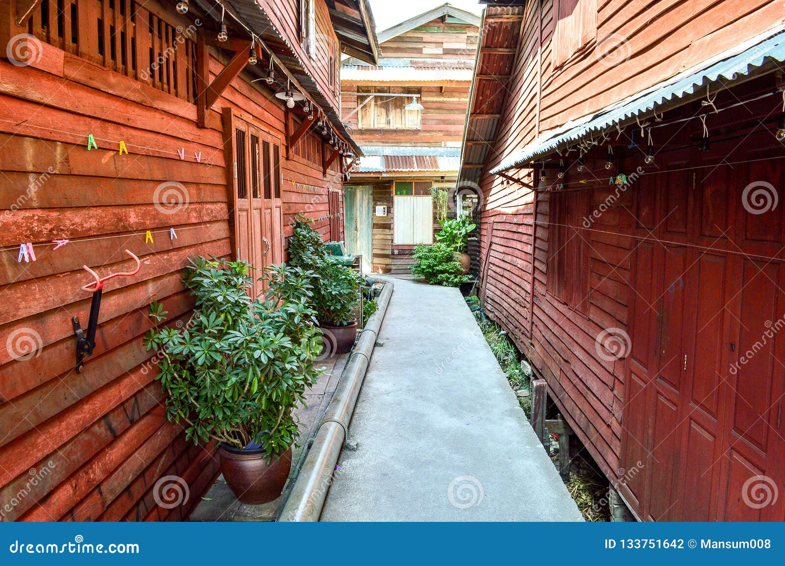 Public Pathway in Wood Village Stock Photo - Image of plants, travel ...