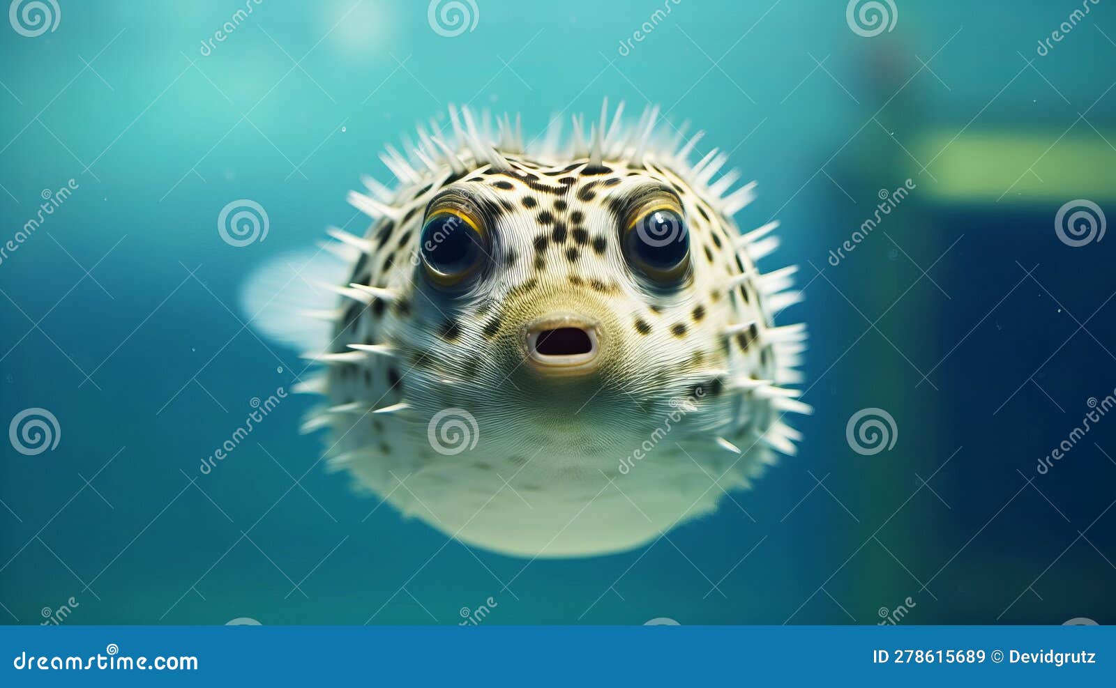 Close-up of a Pufferfish Swimming in an Aquarium. Generative AI Stock ...