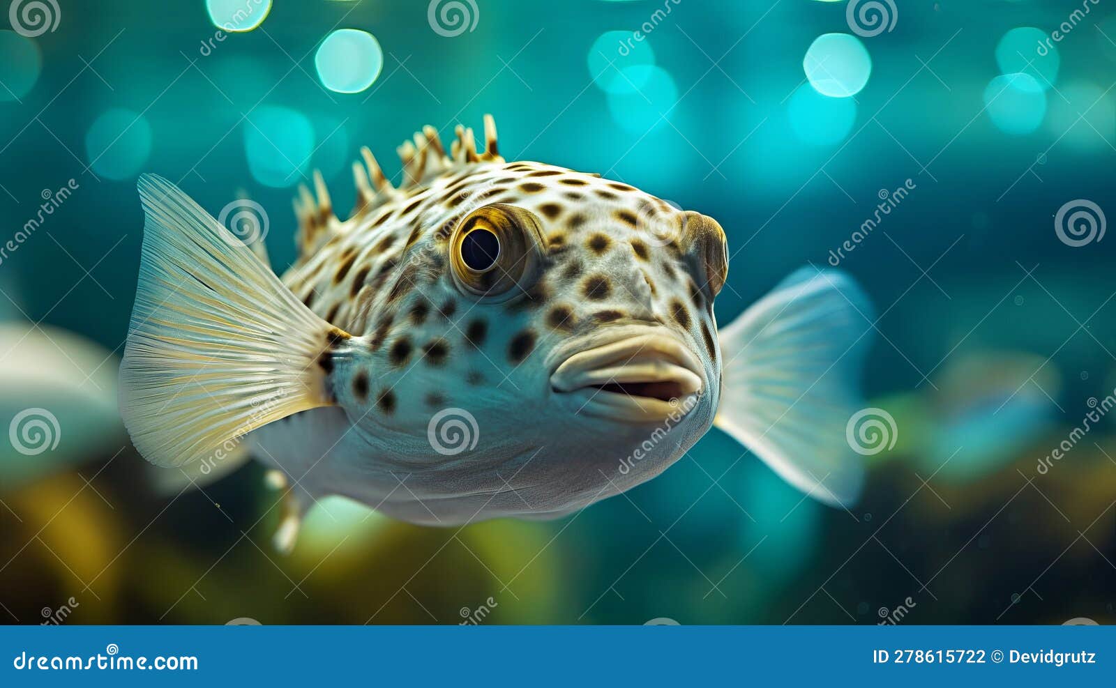 Close-up of a Pufferfish Swimming in an Aquarium. Generative AI Stock ...