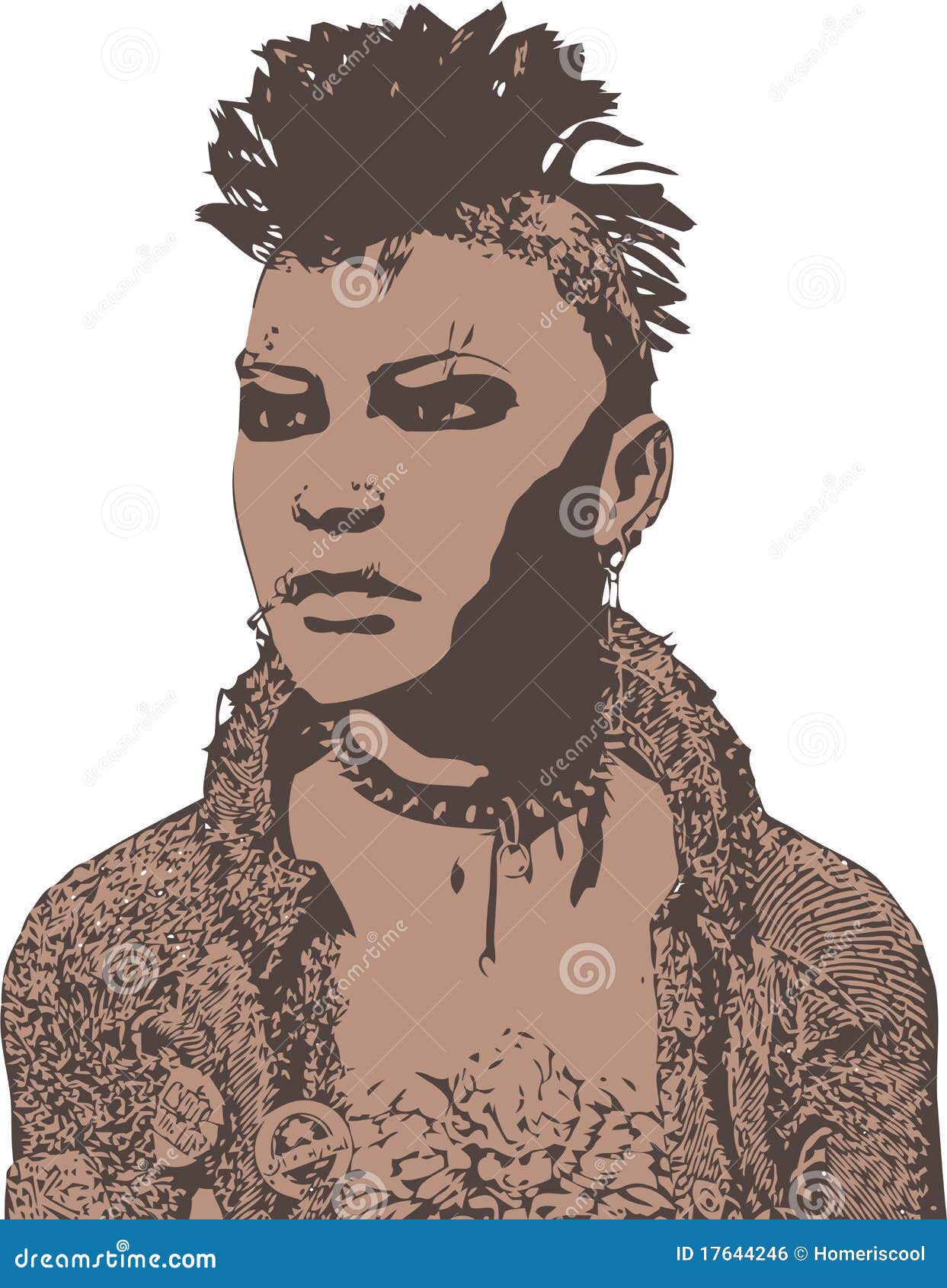 Close-Up of a Punk Girl Vector Stock Illustration - Illustration of ...
