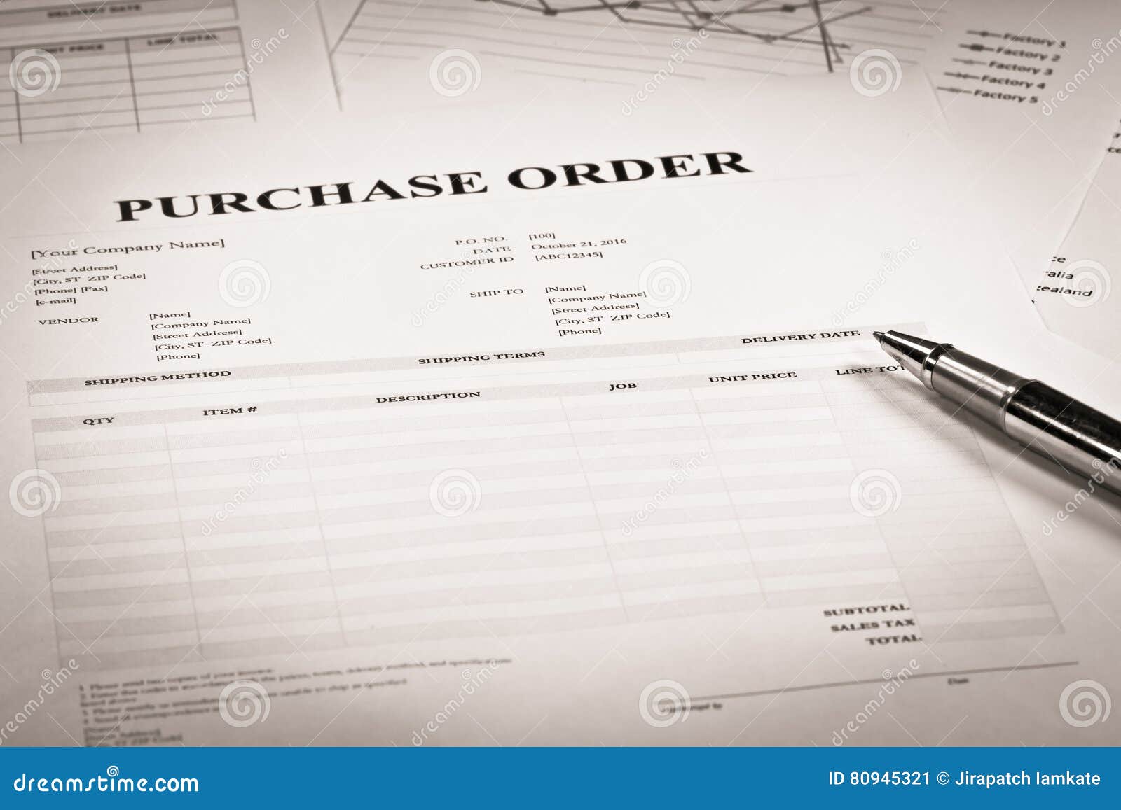 Close up of purchase order stock image. Image of branch - 80945321