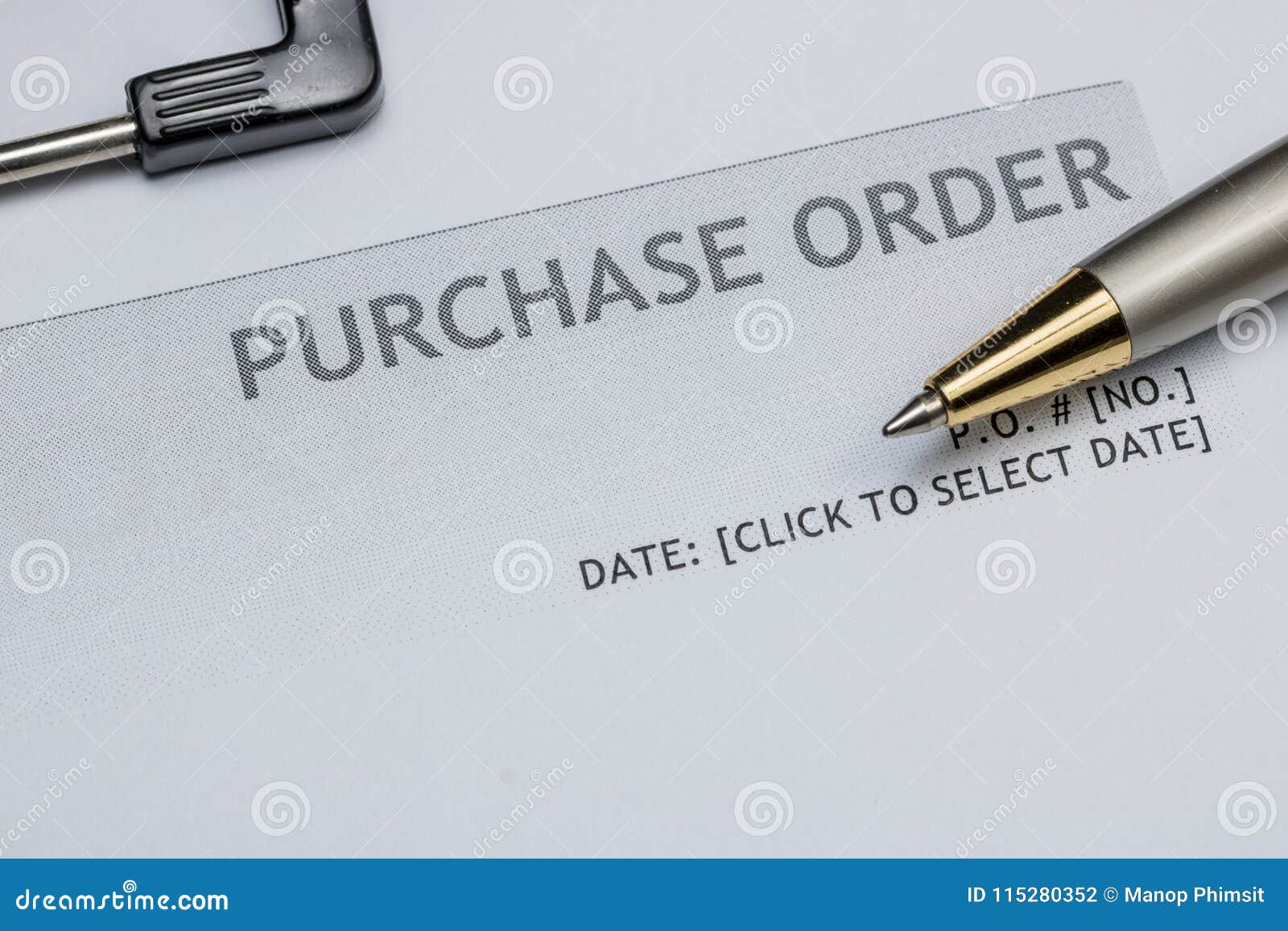 Close Up of Purchase Order Form with Pen Stock Photo - Image of form ...