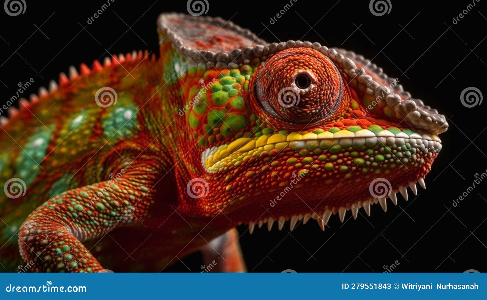 Close-up of a Purple-red-blue-green Chameleon Looking at the Camera ...