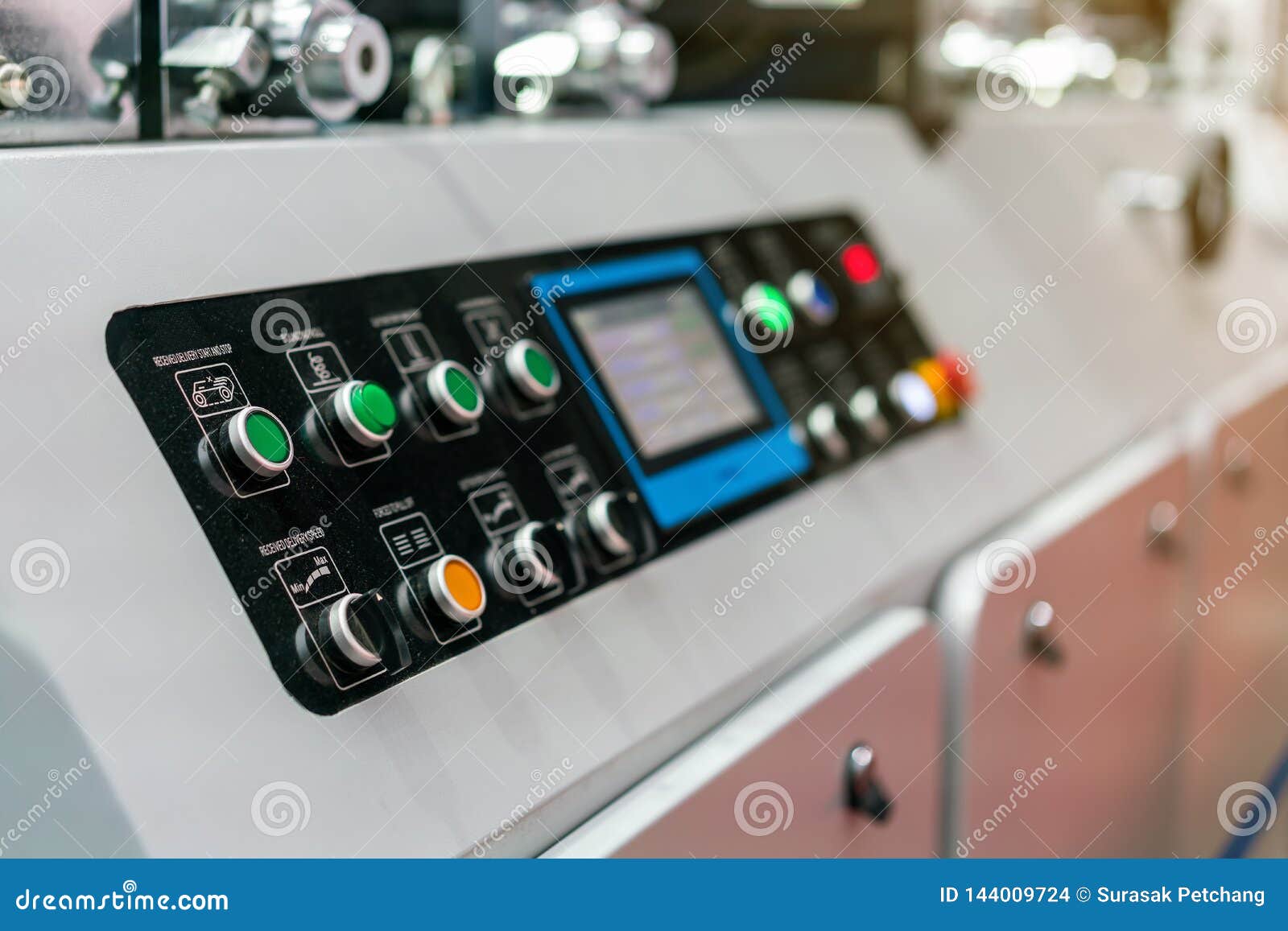 Close Up Push Button and Display Control Panel of Modern and High ...