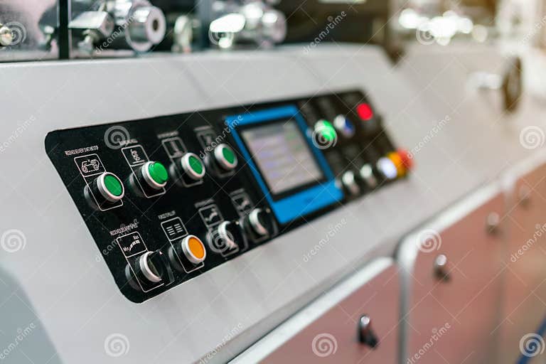 Close Up Push Button and Display Control Panel of Modern and High ...