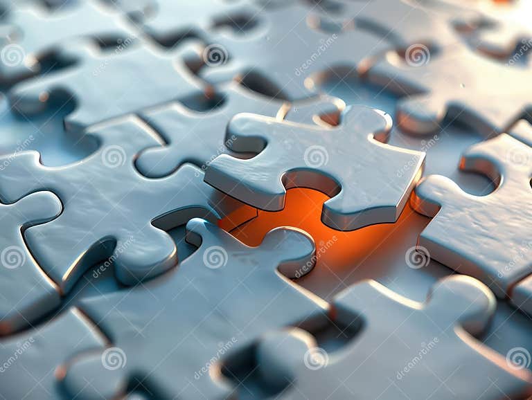 A Close-up of a Puzzle with Two Pieces Nearly Fitting Together. the ...