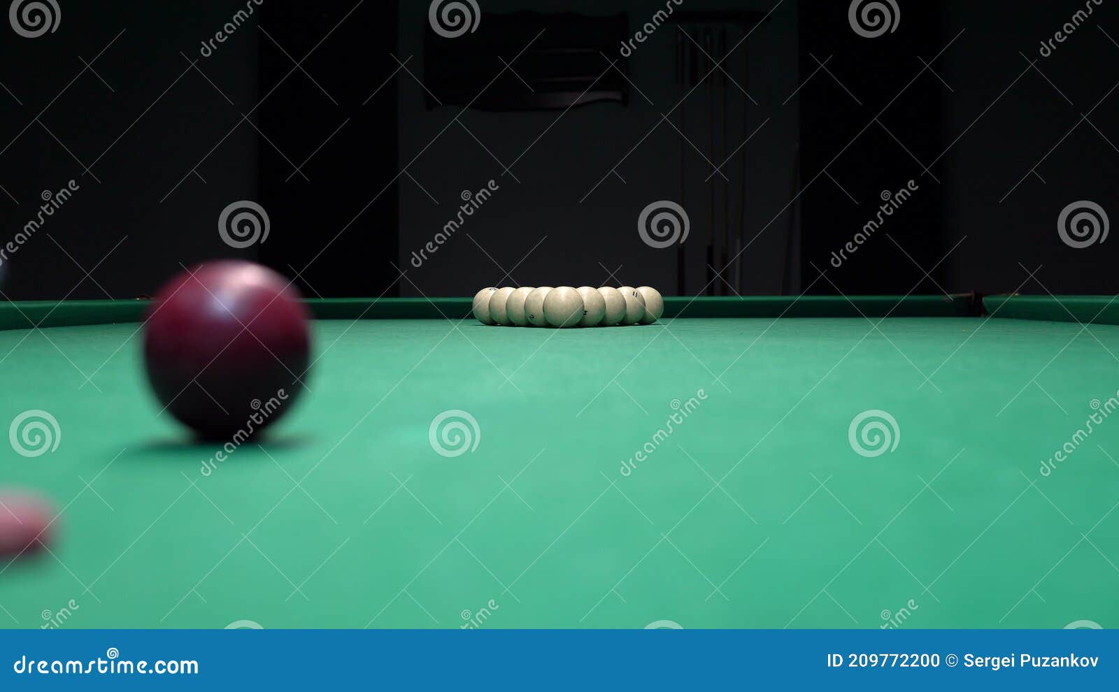 Close Up of a Pyramid of Billiard Balls Being Smashed Stock Photo ...