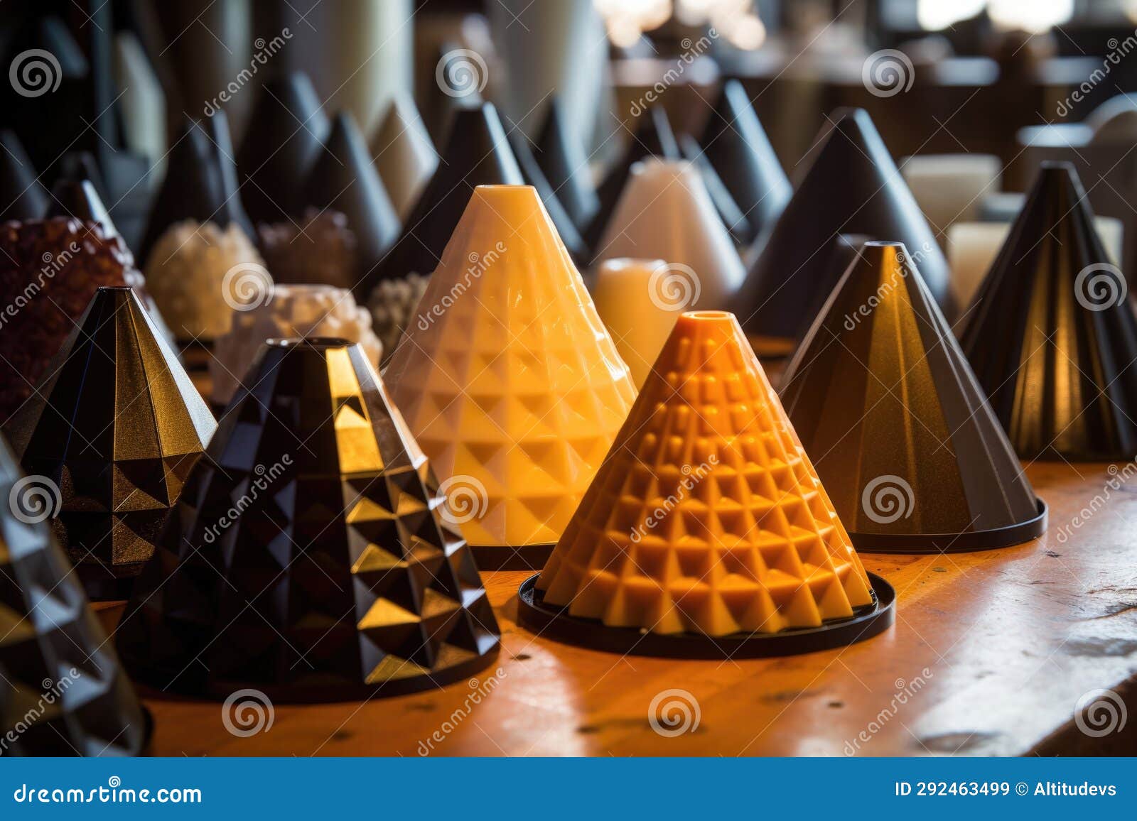 Close-up of Pyramidal and Spherical Candle Moulds Stock Image - Image ...