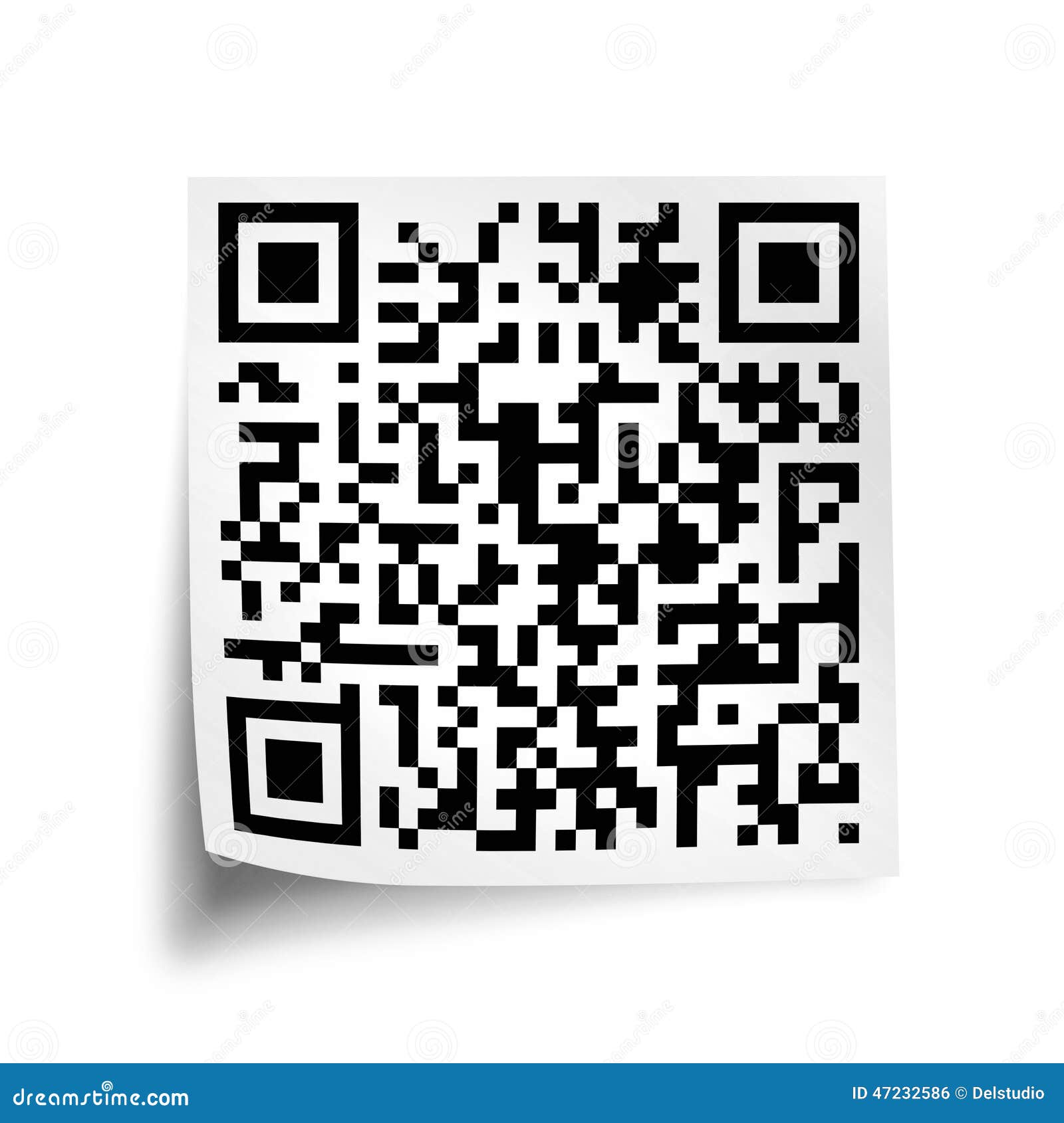 Close Up of a QR Code on a White Stick Note Stock Illustration ...
