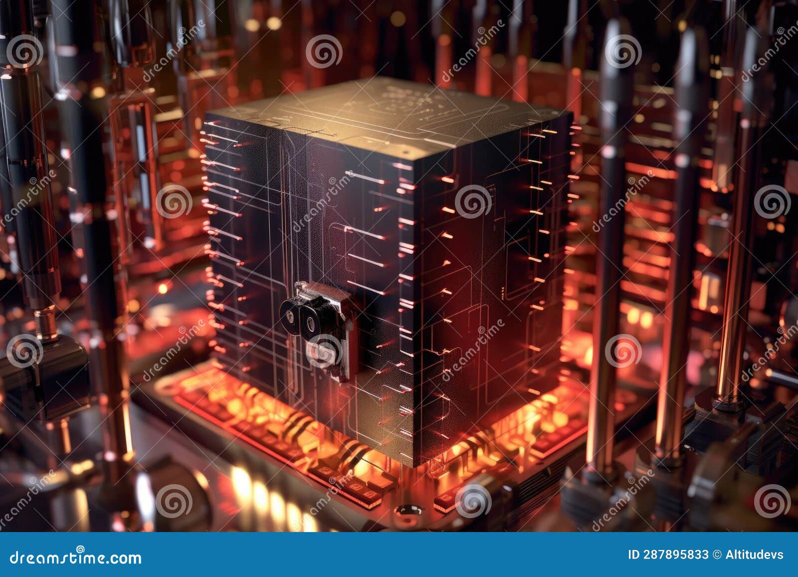 Close-up Of A Quantum Computer Motherboard With Leds Stock Photo ...
