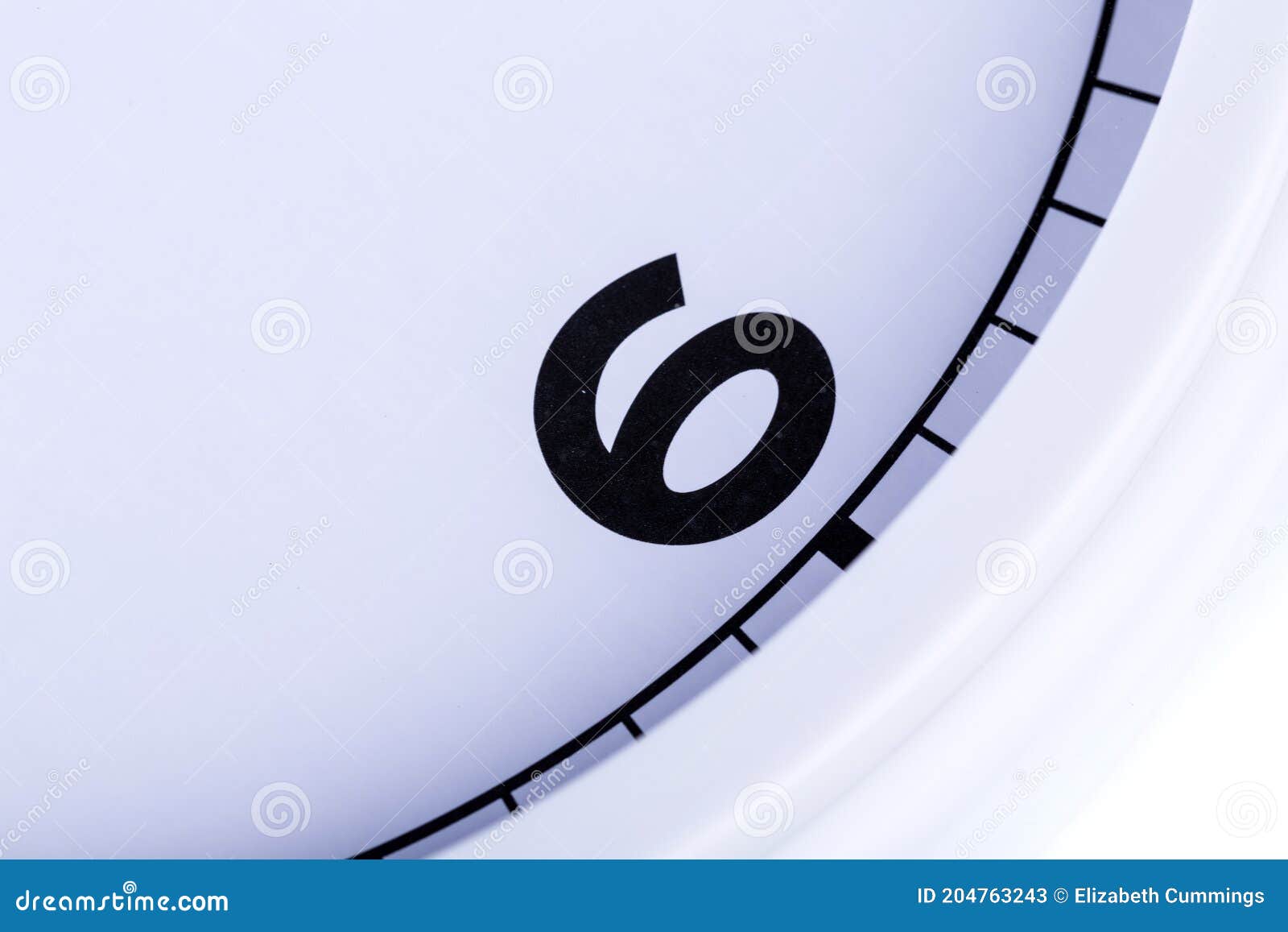 Close Up Quarter of an Analog Clock Showing the Hour of Six Stock Image ...