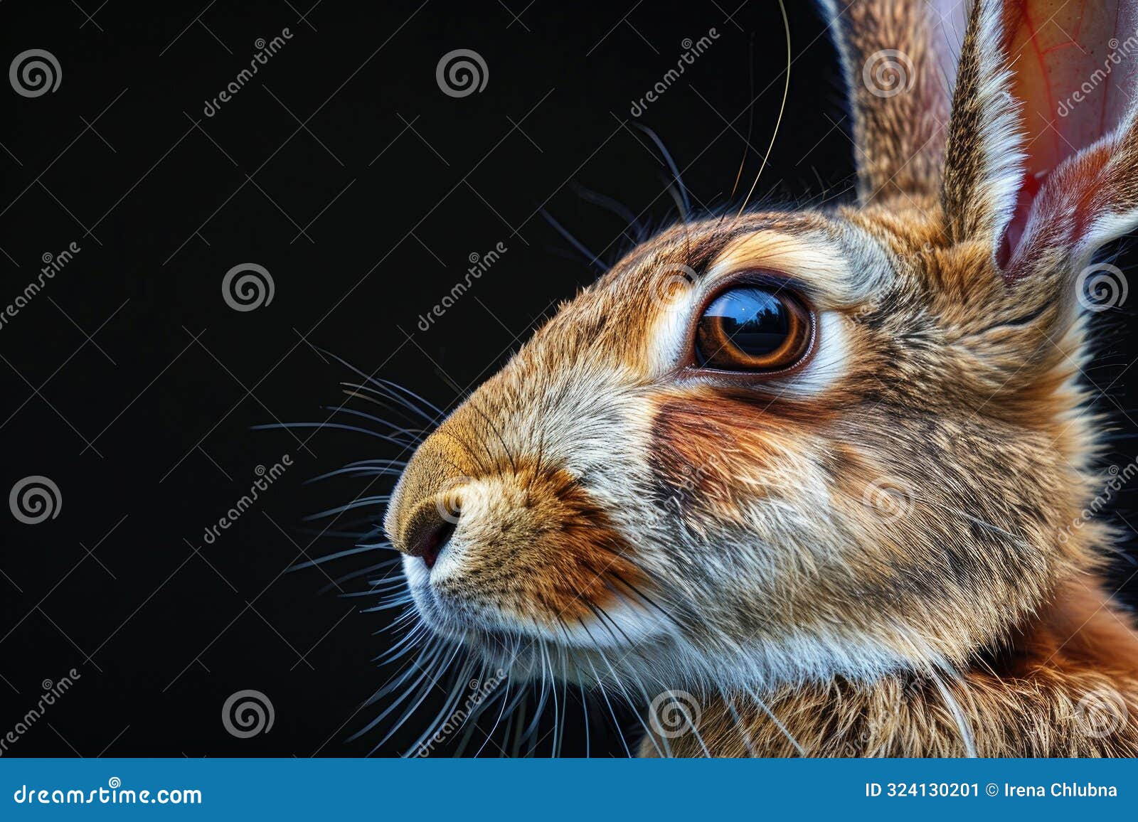 Close-up of a Rabbit with a Black Background, Profile View Stock ...