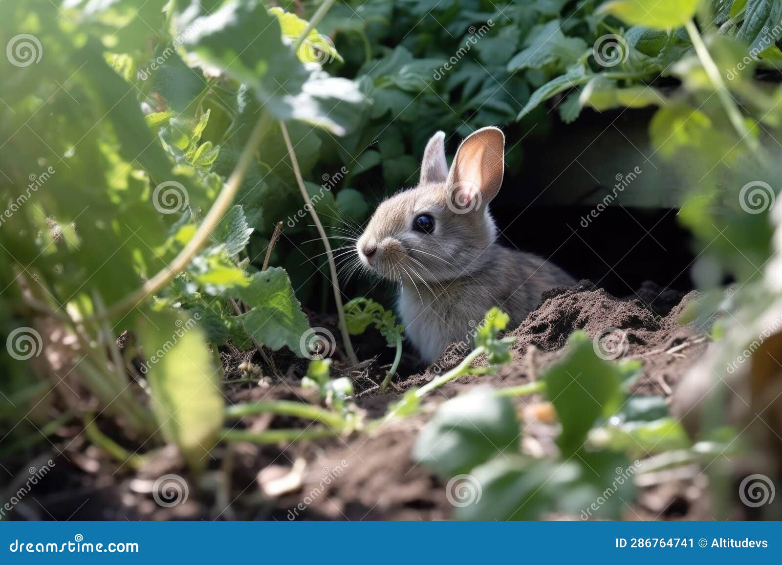 Close-up of Rabbit Digging Hole in Garden Stock Image - Image of mammal ...