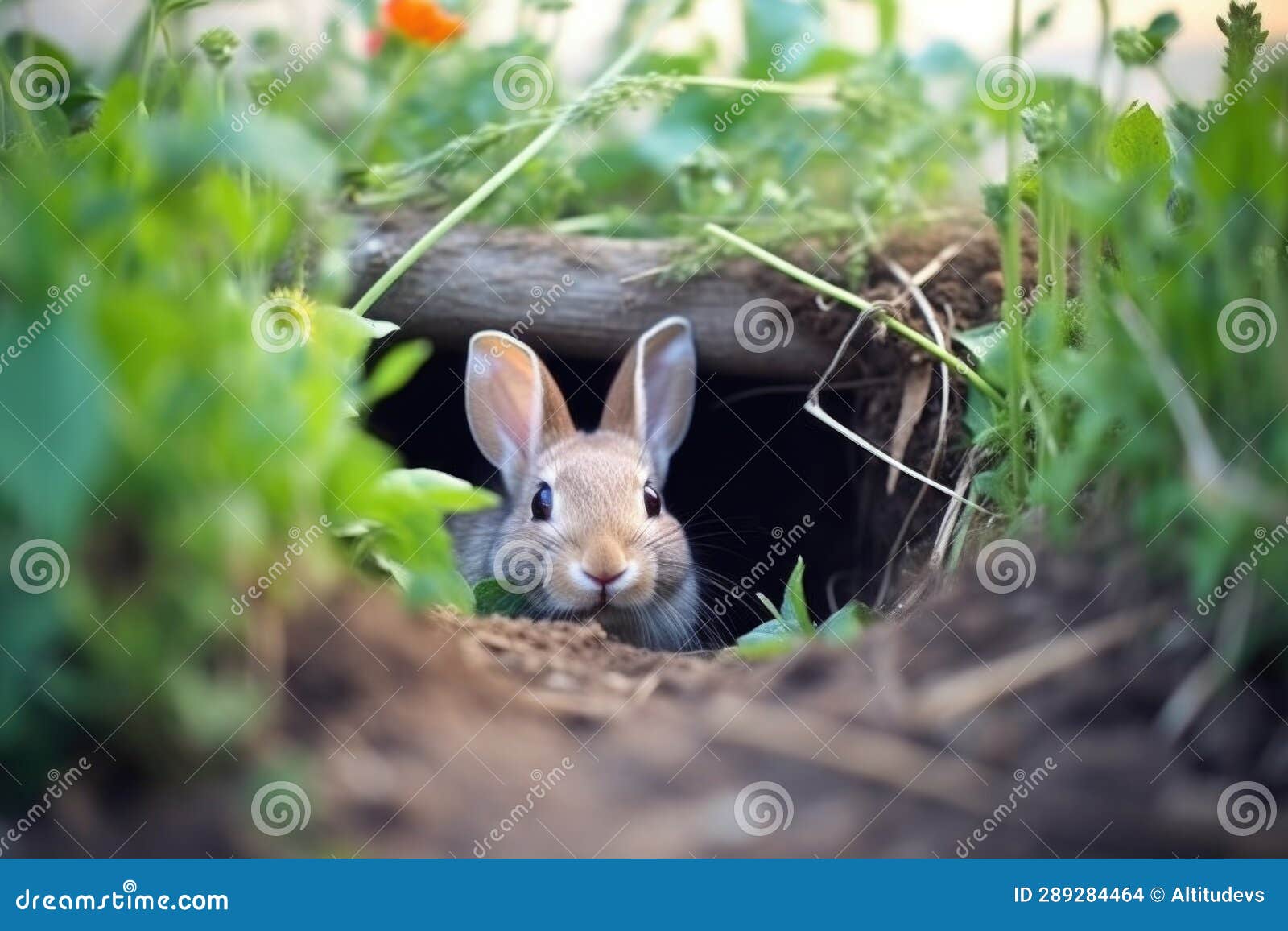 Close-up of Rabbit Digging Hole in Garden Stock Photo - Image of nature ...