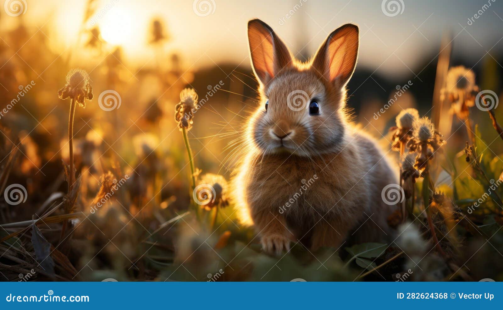 Close Up of Rabbit in Field of Grass. Generative AI. Stock Illustration ...