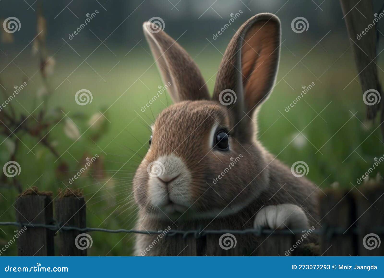 Close Up of a Rabbit Looking Over a Fence Stock Illustration ...