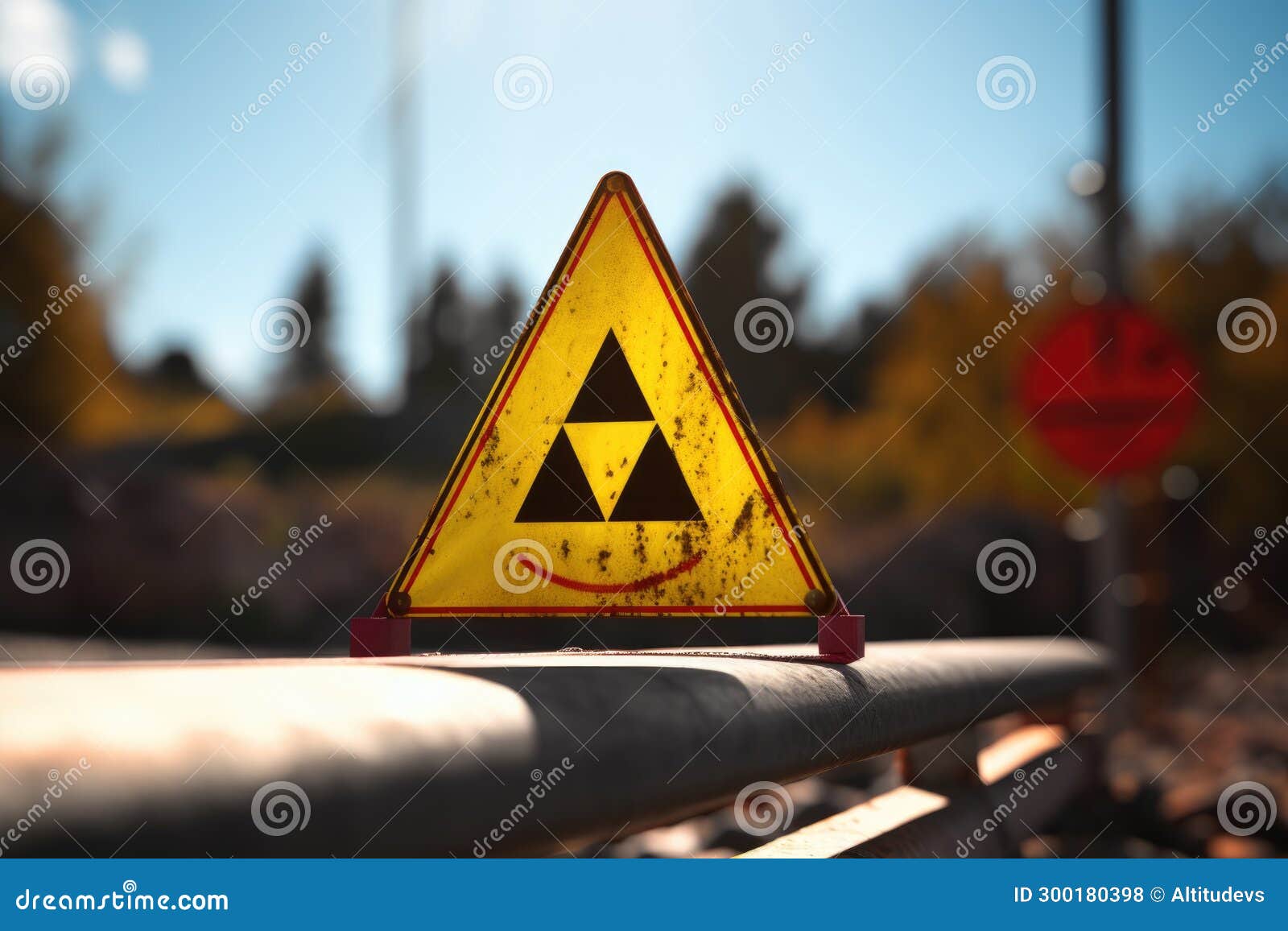Close-up of a Radioactive Warning Symbol on a Barrier Stock Photo ...